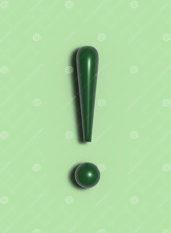 Green Exclamation Mark with Shadow on a Light Green Background, 3D ...