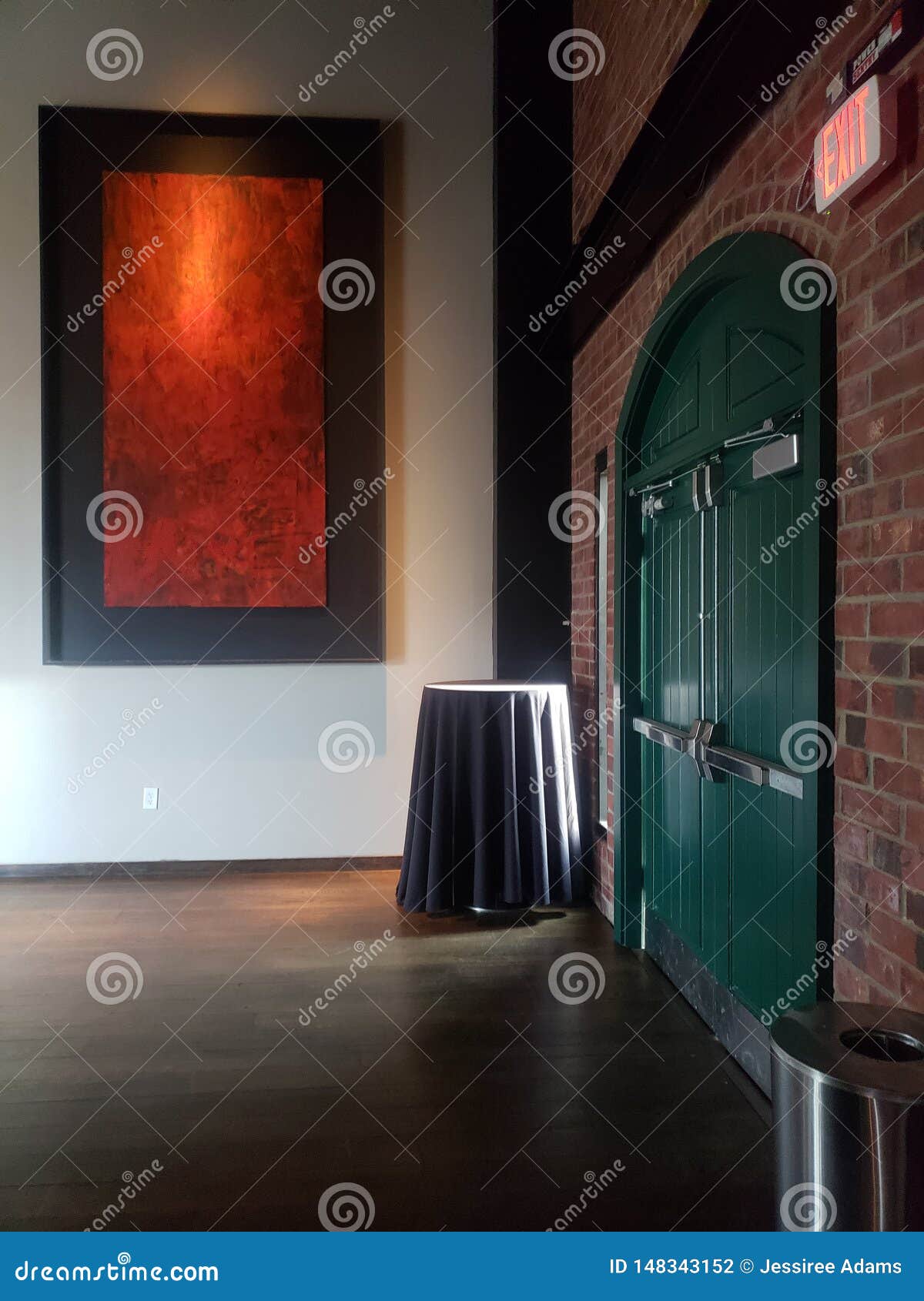 Dark Green Exit Door in Hotel with Sunlight Filtering Stock Photo ...