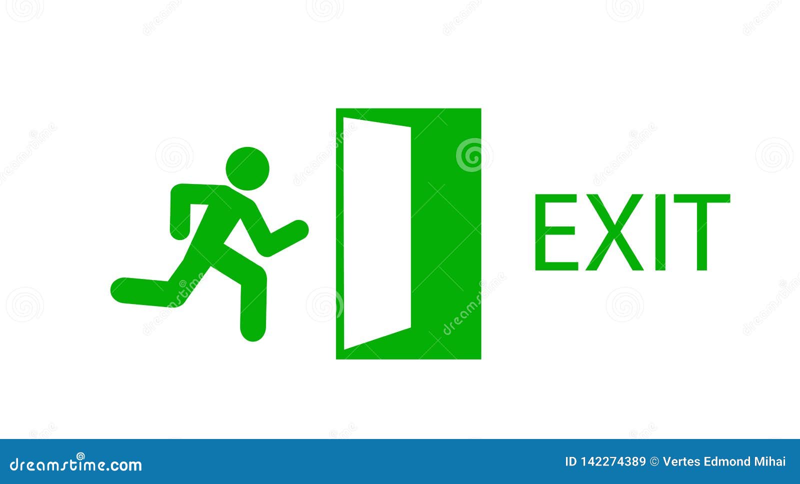 Exit Emergency Exit Sign And Fire Escape Point With Green Arrows For ...