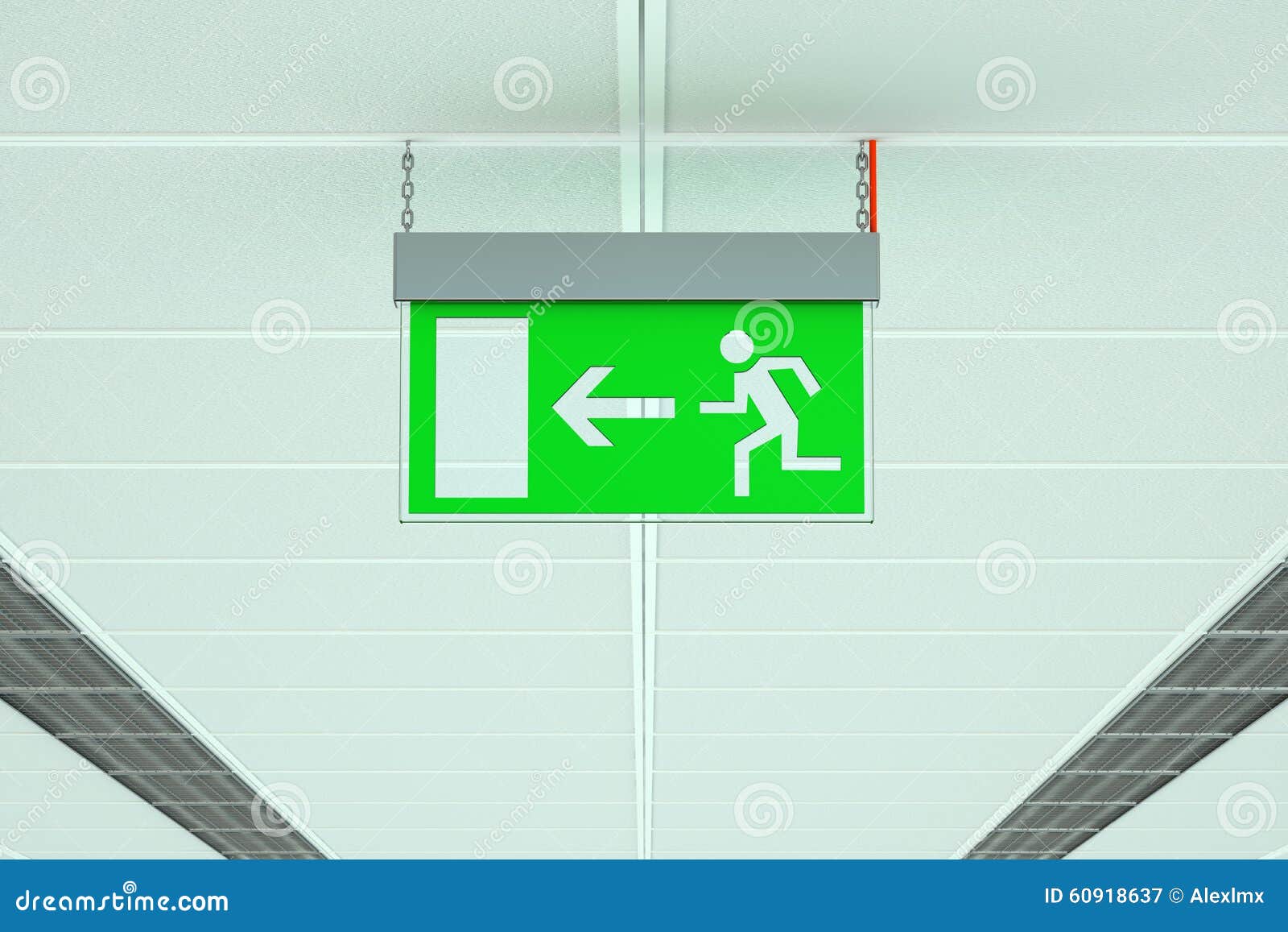 Green Exit sign 3D stock illustration. Illustration of escape - 60918637