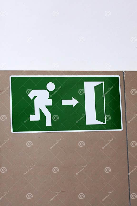 Green Exit Sign at Door in Building Stock Photo - Image of emergency ...