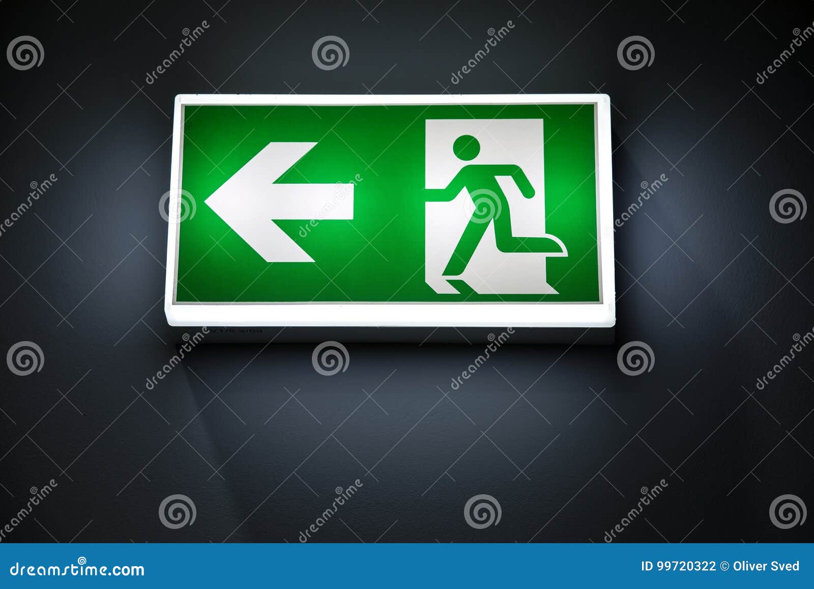 Green Exit Sign Isolated in Dark Stock Photo - Image of horizontal ...