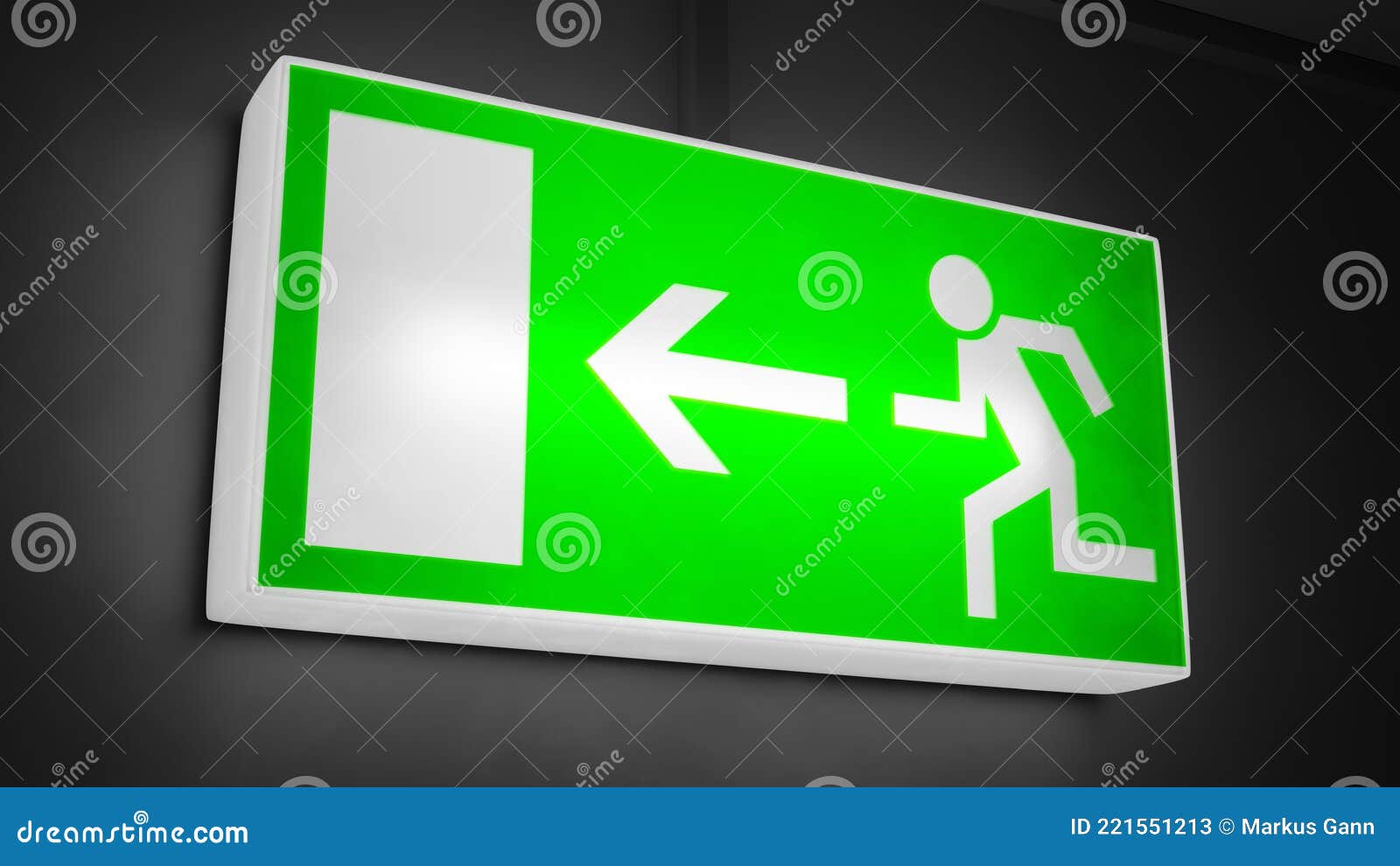 Green exit sign light stock illustration. Illustration of guidance ...