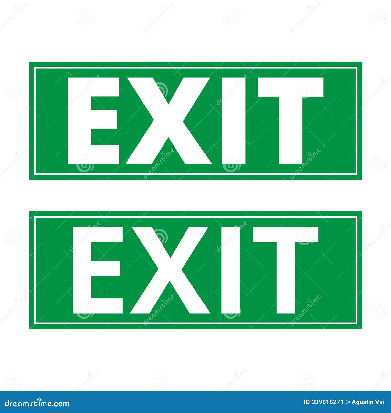 Green Exit Signs on a White Background Stock Vector - Illustration of ...