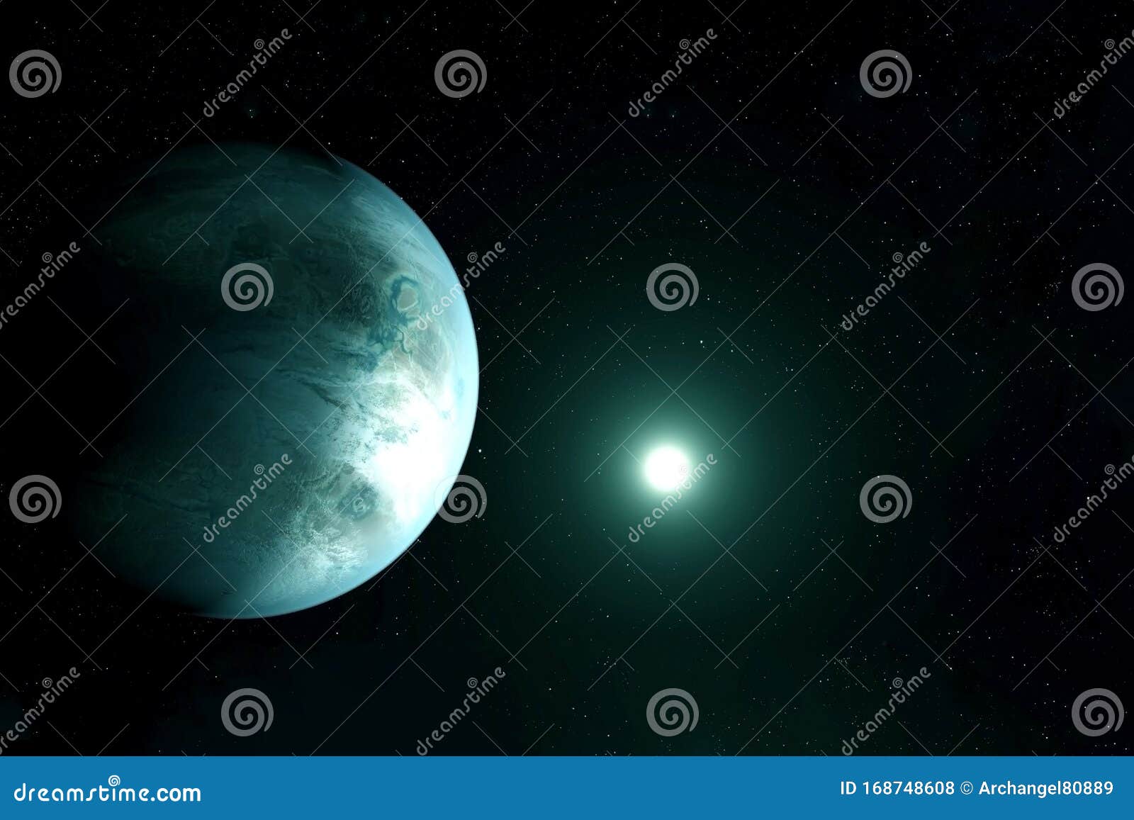 Green Exoplanet in Deep Space. Elements of this Image Furnished by NASA ...