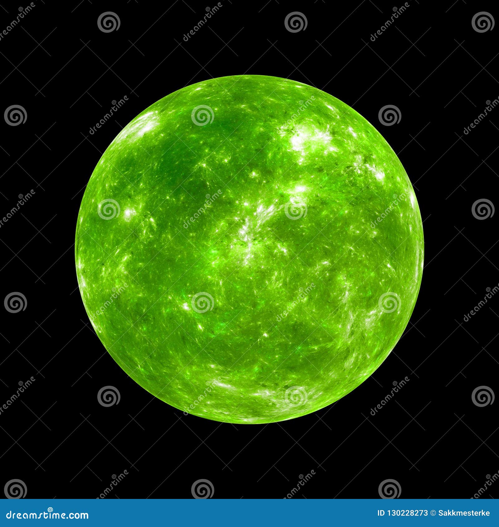 Green Exoplanet Insolated on Black, Computer Generated Abstract Stock ...