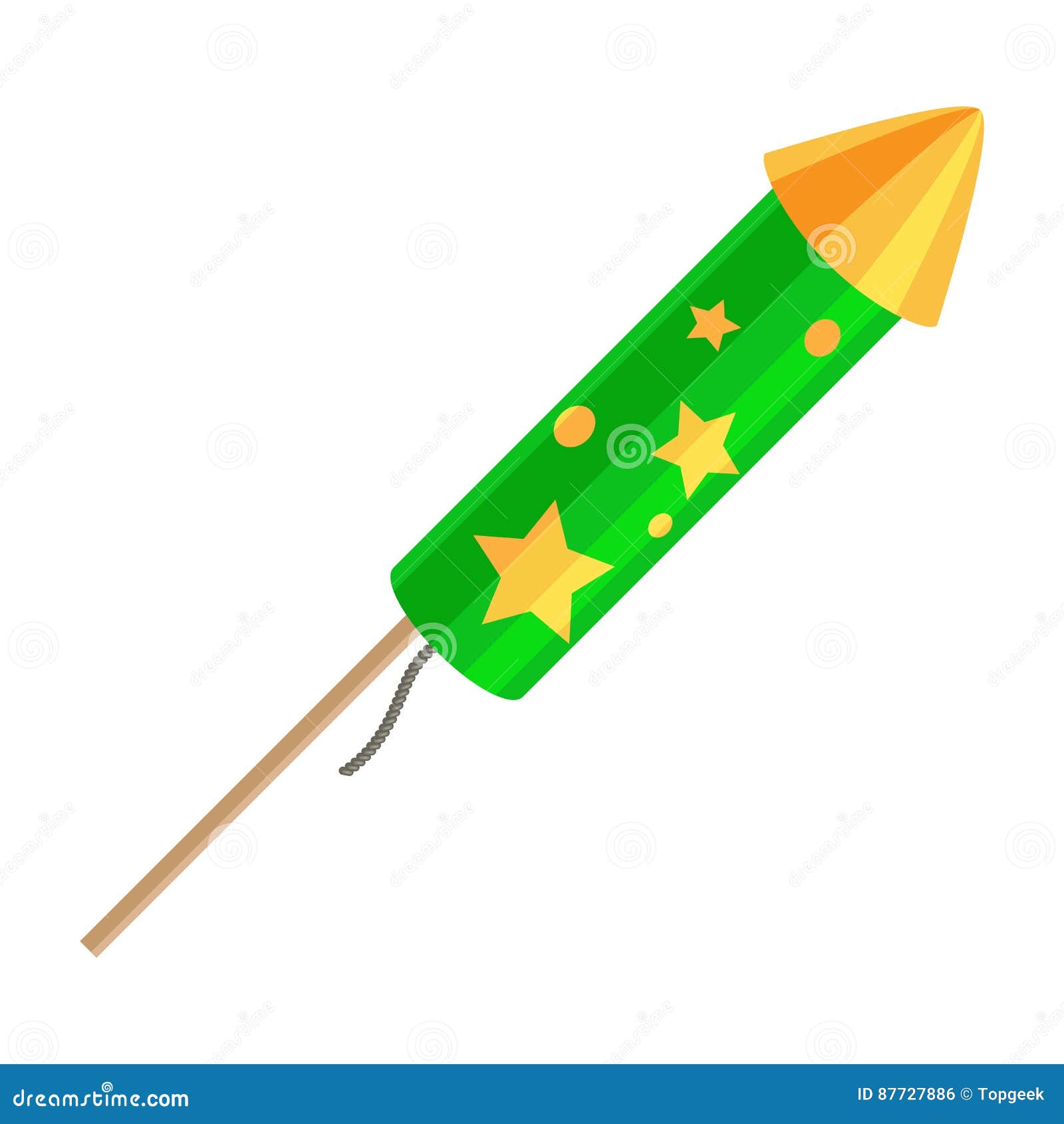 Green Exploding Rocket with Golden Stars Isolated Stock Vector ...