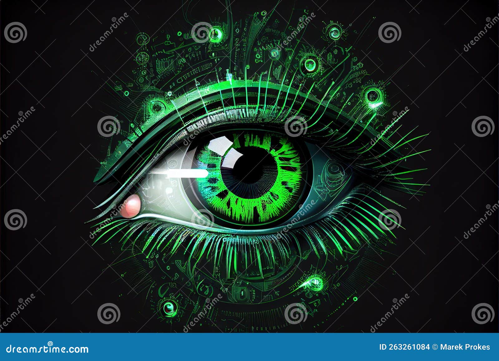 Green Eye Cyber Circuit Future Technology Concept Background Stock ...