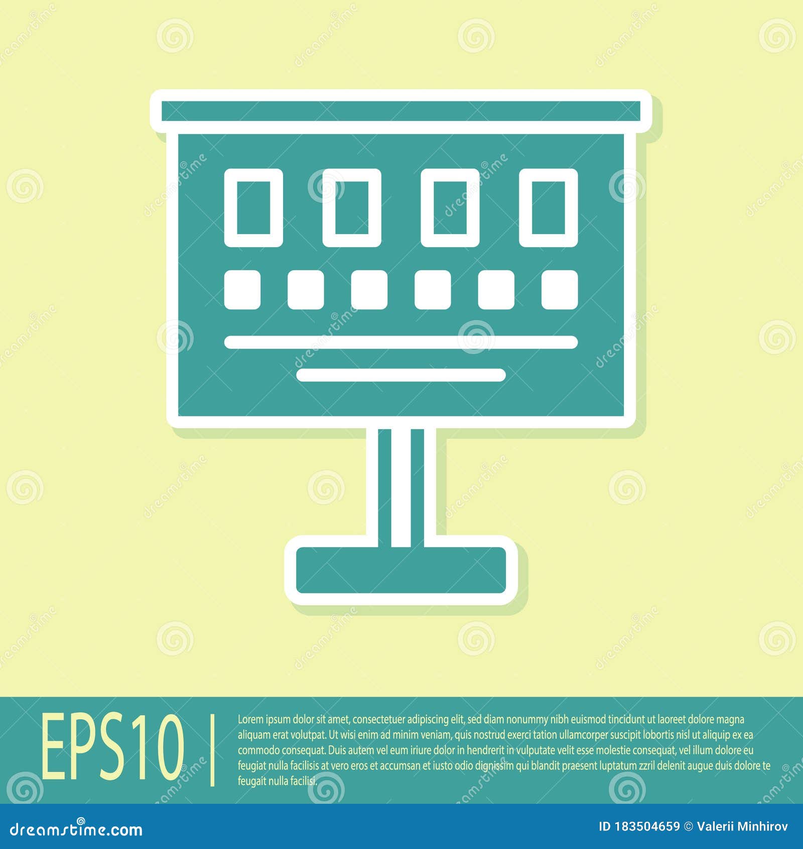 Green Eye Test Chart Icon Isolated on Yellow Background. Poster for ...