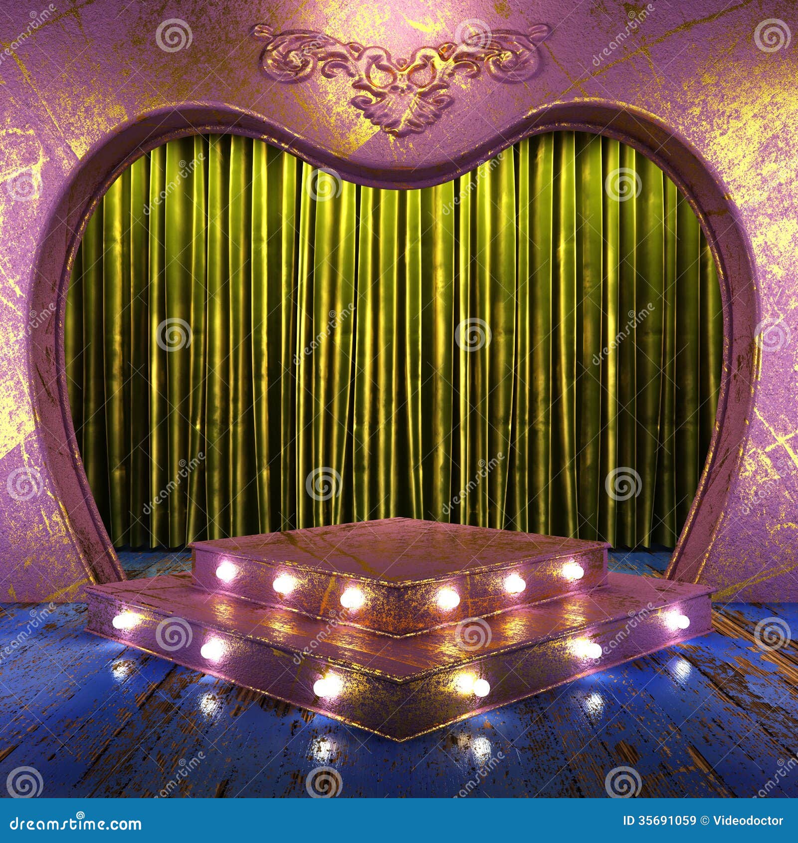 Green Fabric Curtain on Stage Stock Illustration - Illustration of ...