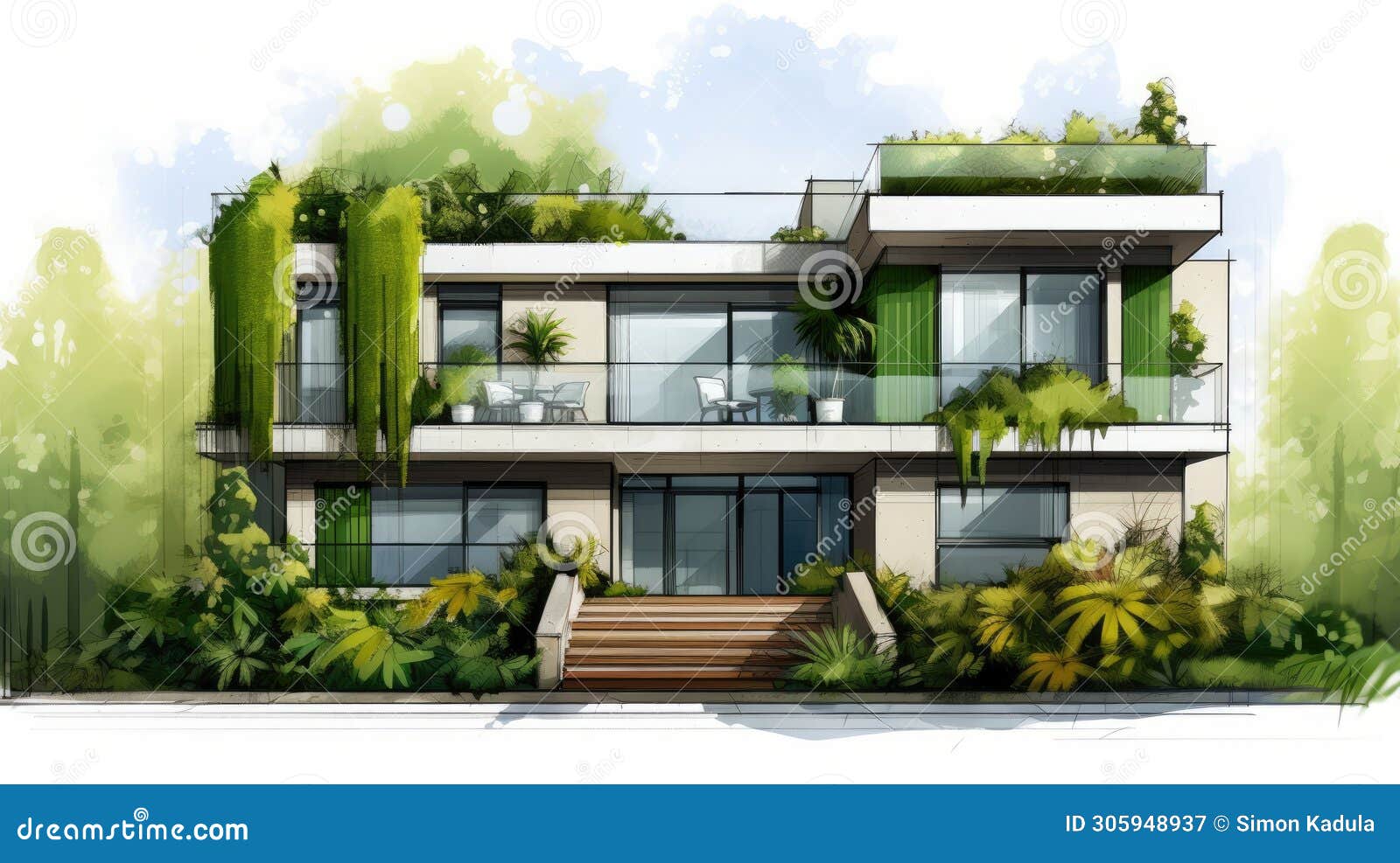 Green Facade of the Modern House, Green Ecology Building Stock Image ...