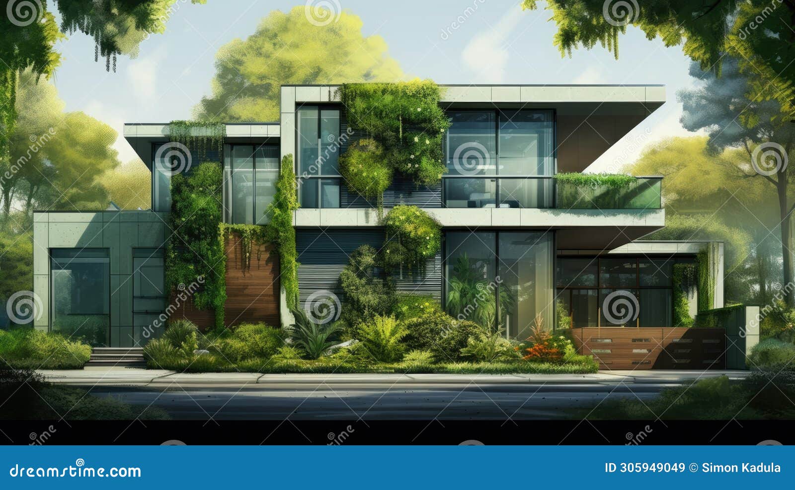 Green Facade of the Modern House, Green Ecology Building Stock Image ...