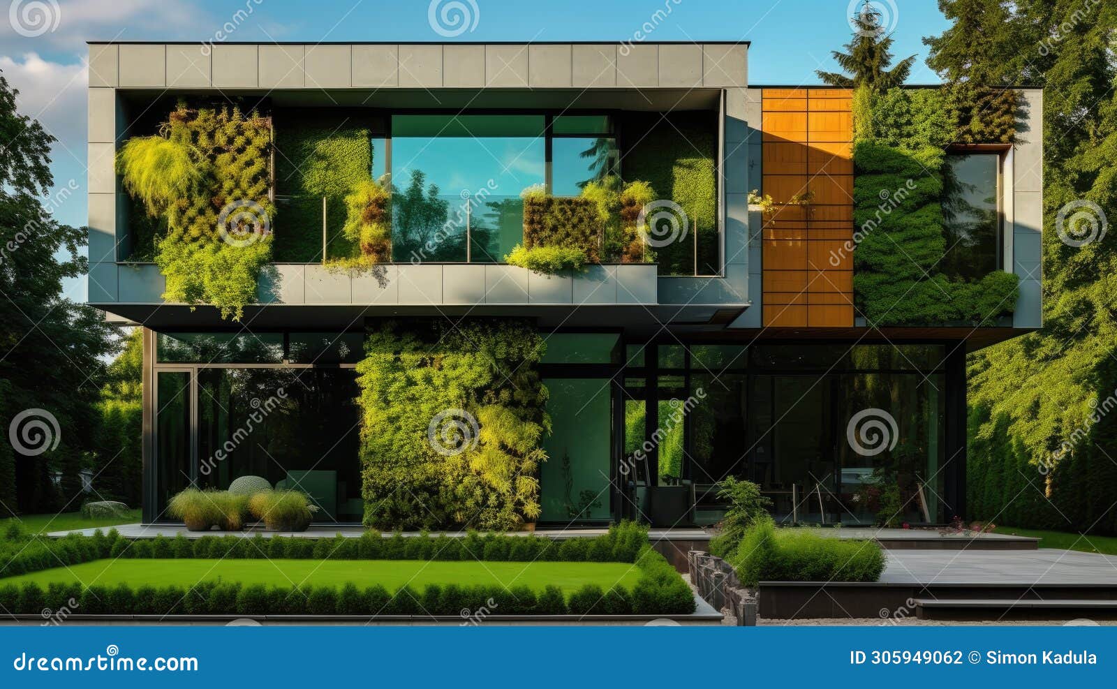 Green Facade of the Modern House, Green Ecology Building Stock Photo ...
