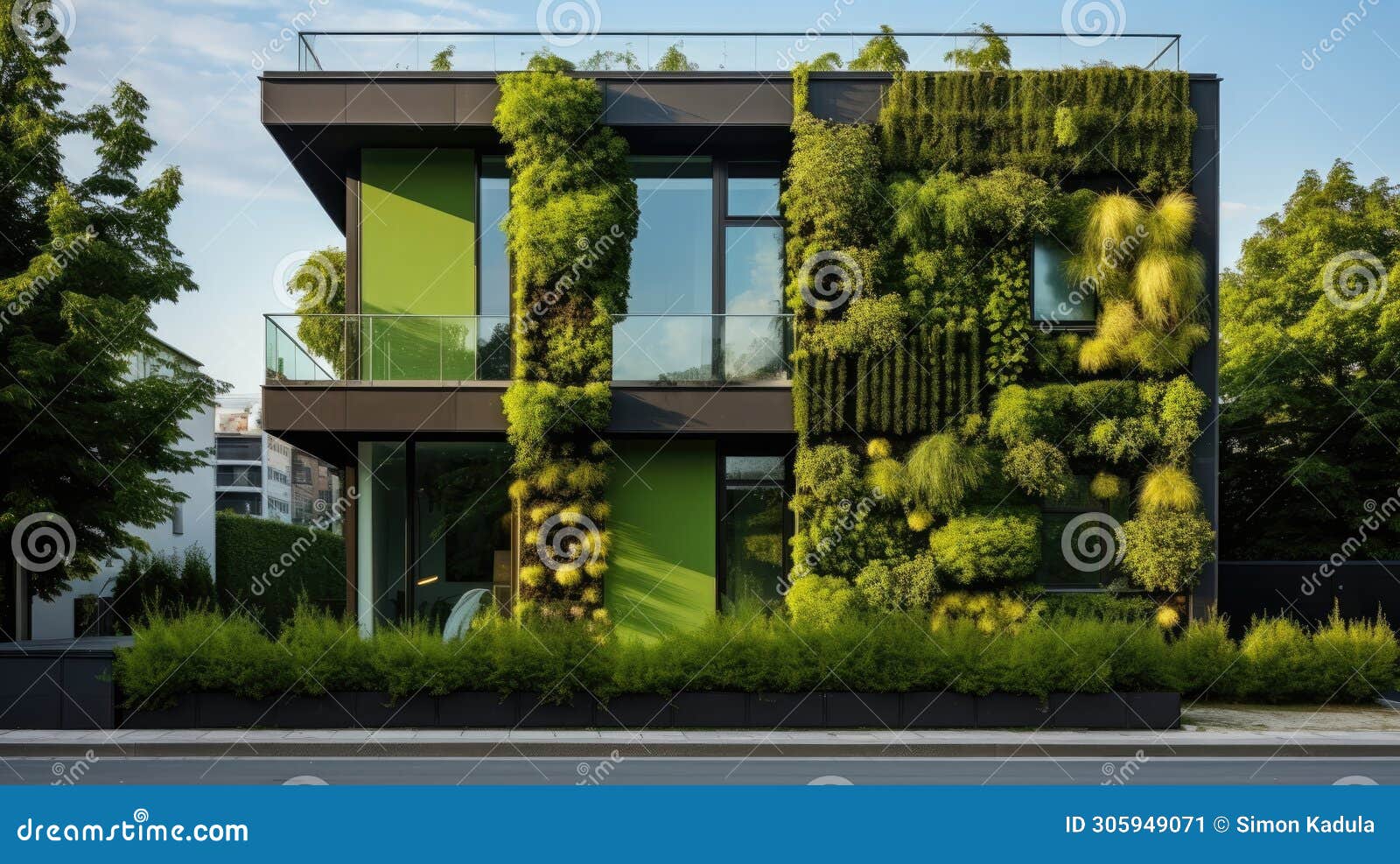 Green Facade of the Modern House, Green Ecology Building Stock Image ...