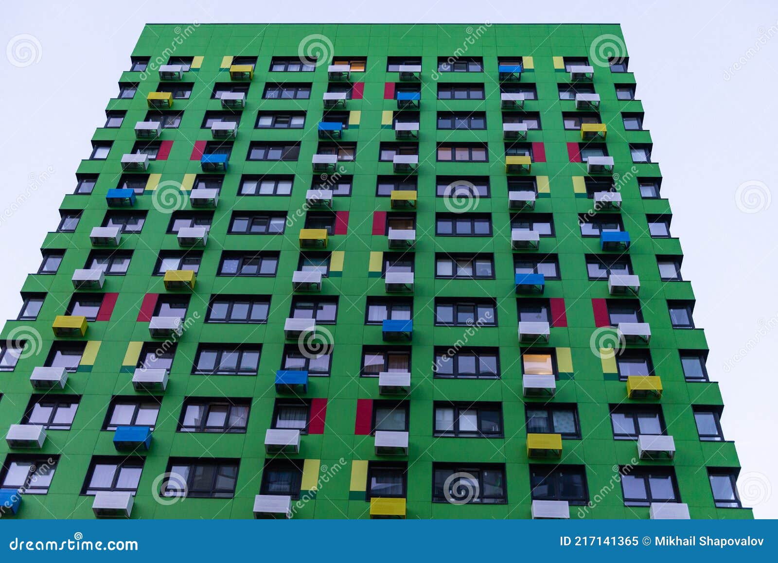 Green Facade of a Multi-storey Building Stock Image - Image of ...