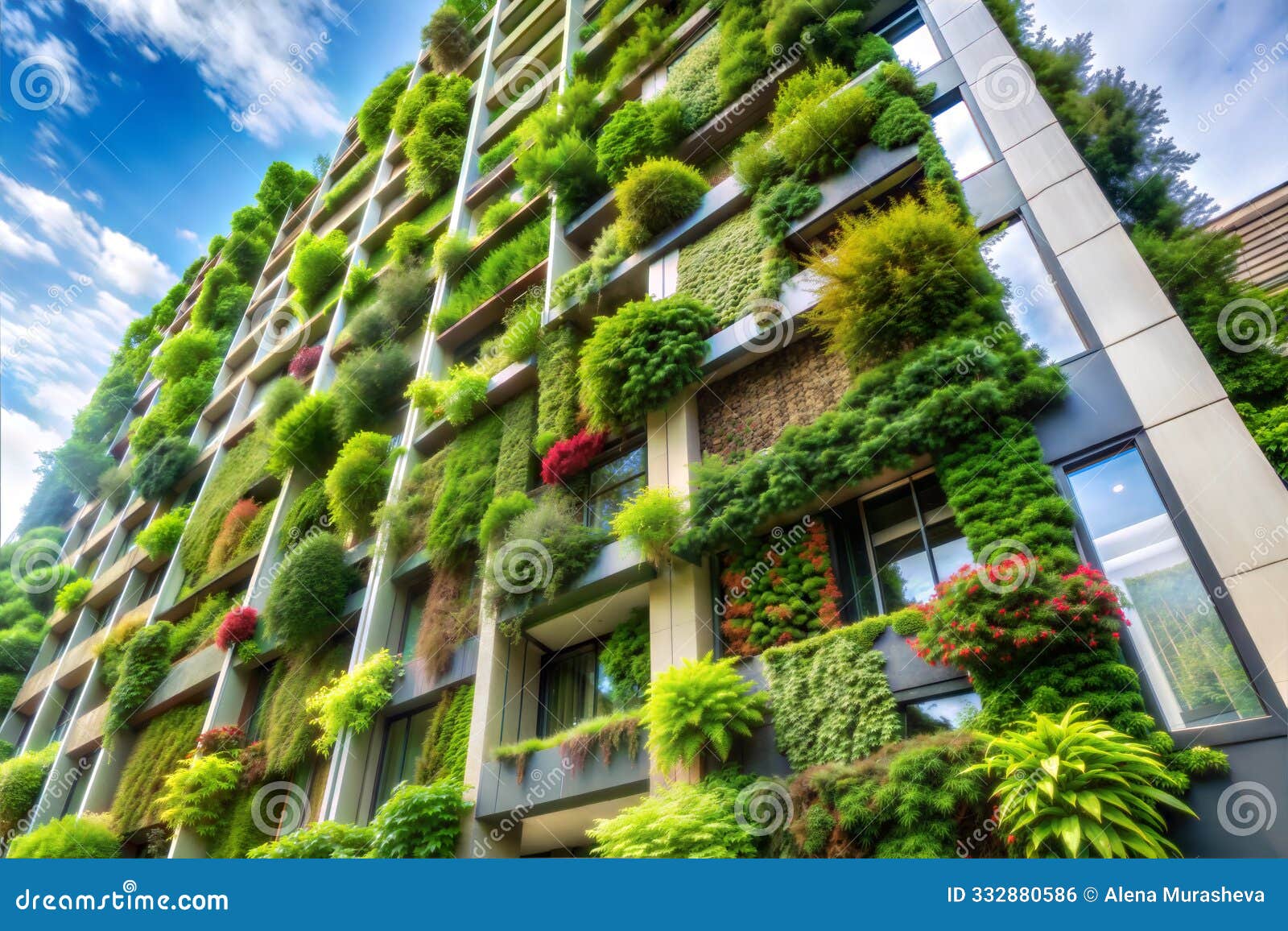 Green Facade, Vertical Garden in Architecture. Ecological Building with ...