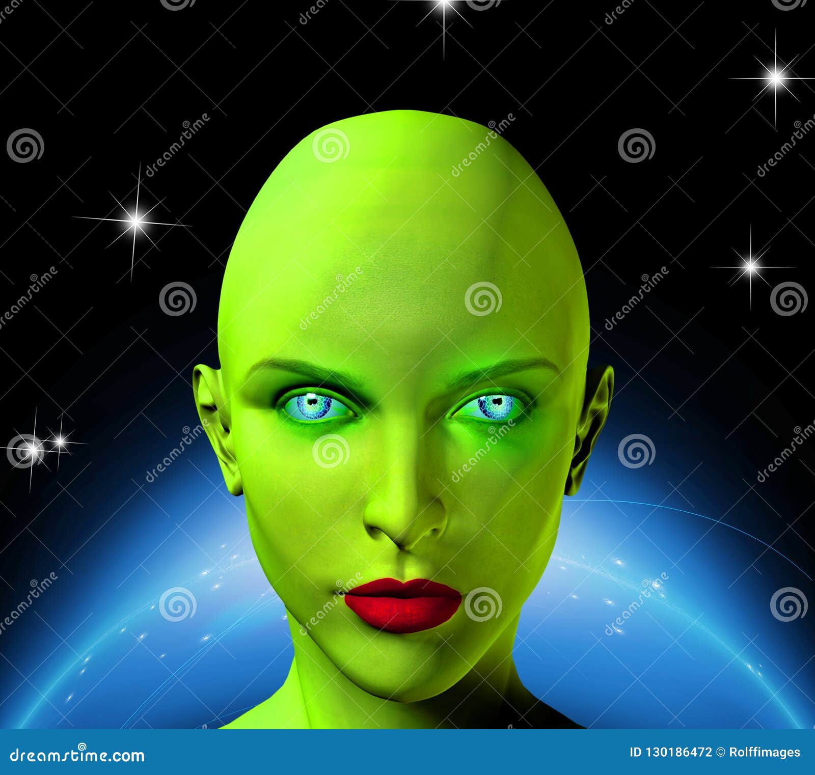 Alien Goddess Girl. Doodle Coloring Page For Adults. Vector Illu ...