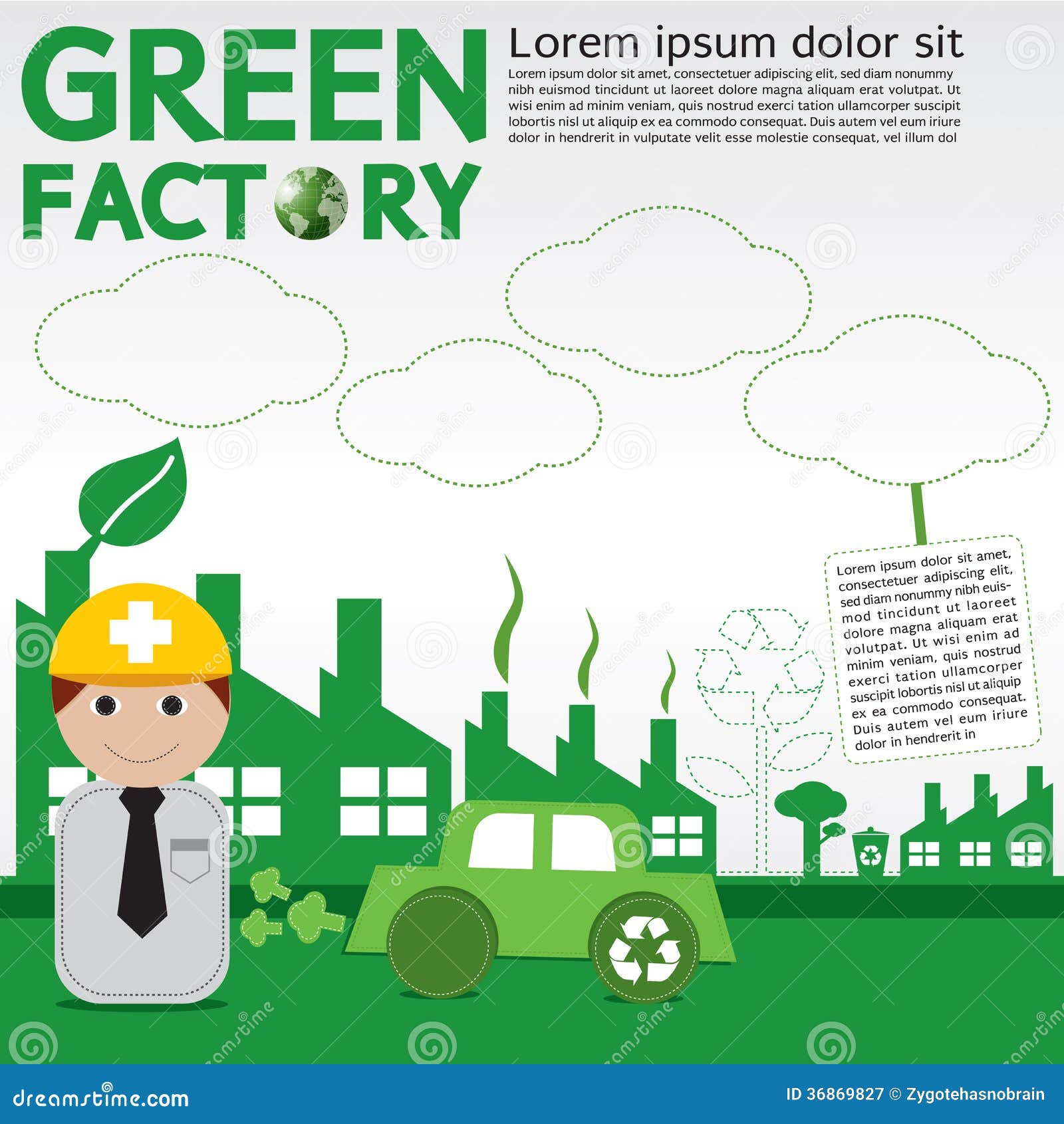Green Factory 3D Illustration | CartoonDealer.com #60659619
