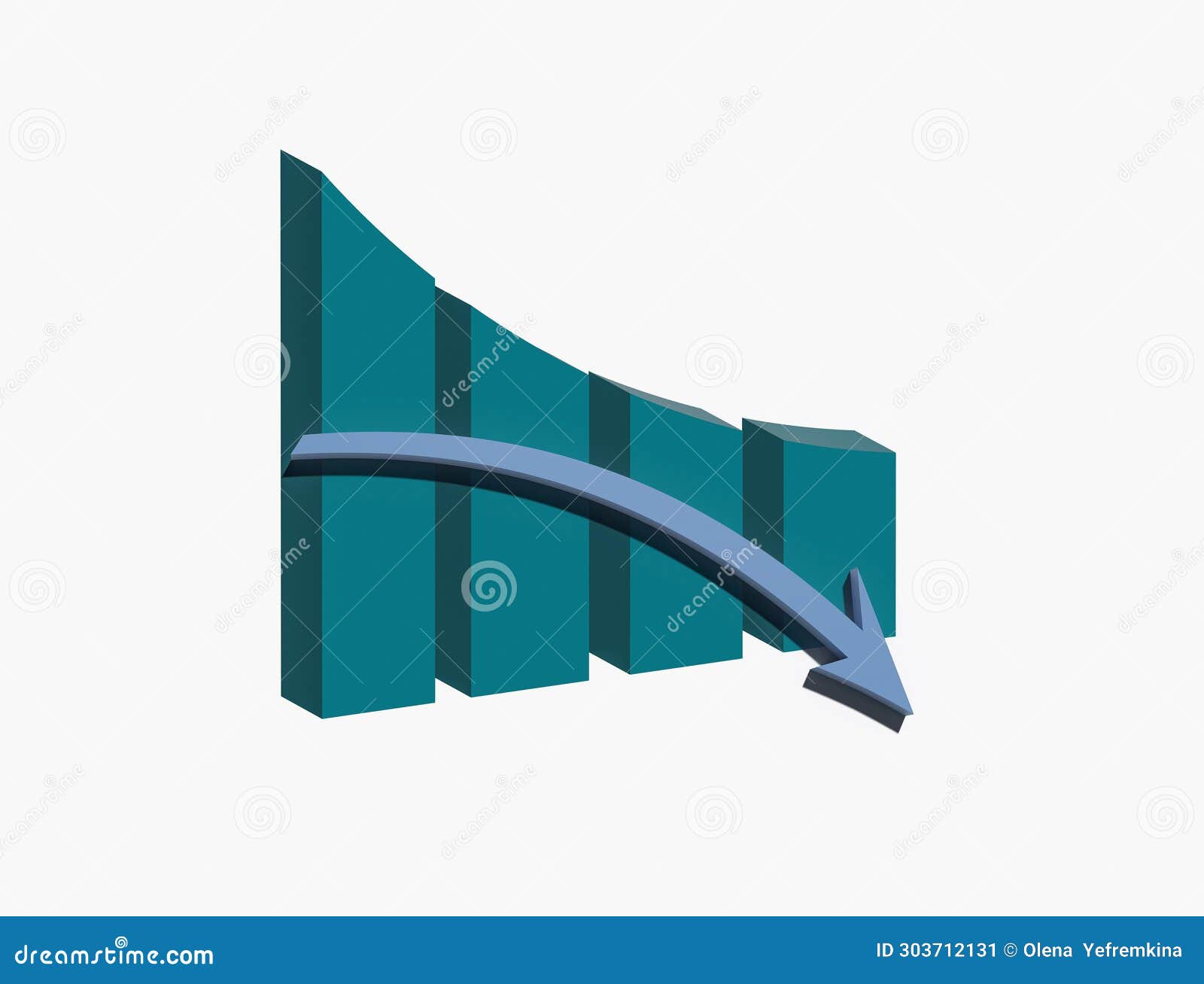 A Green Fall Graph with a Down Arrow. Stock Illustration - Illustration ...