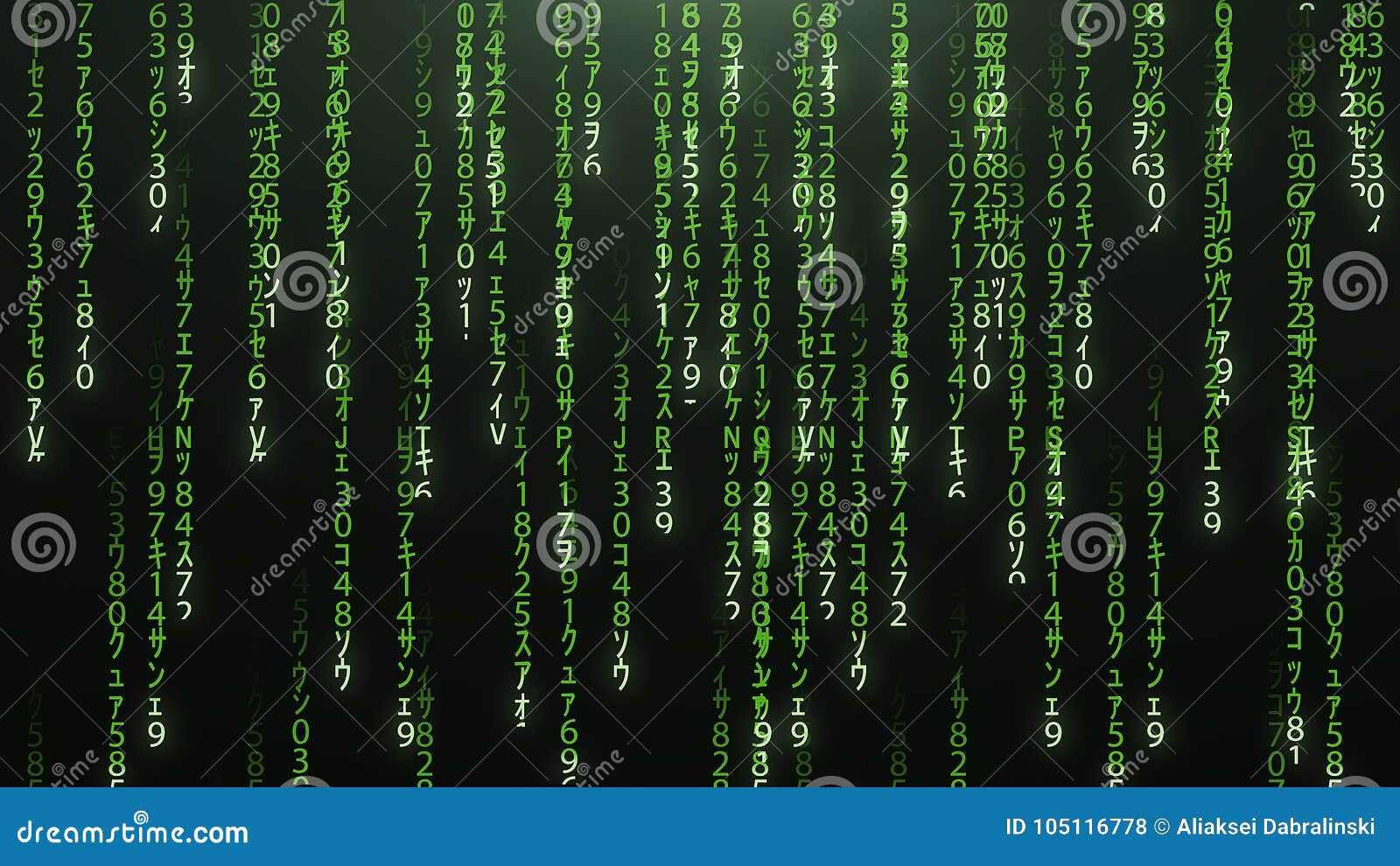 Green Falling Red Matrix Code Stock Illustration - Illustration of ...