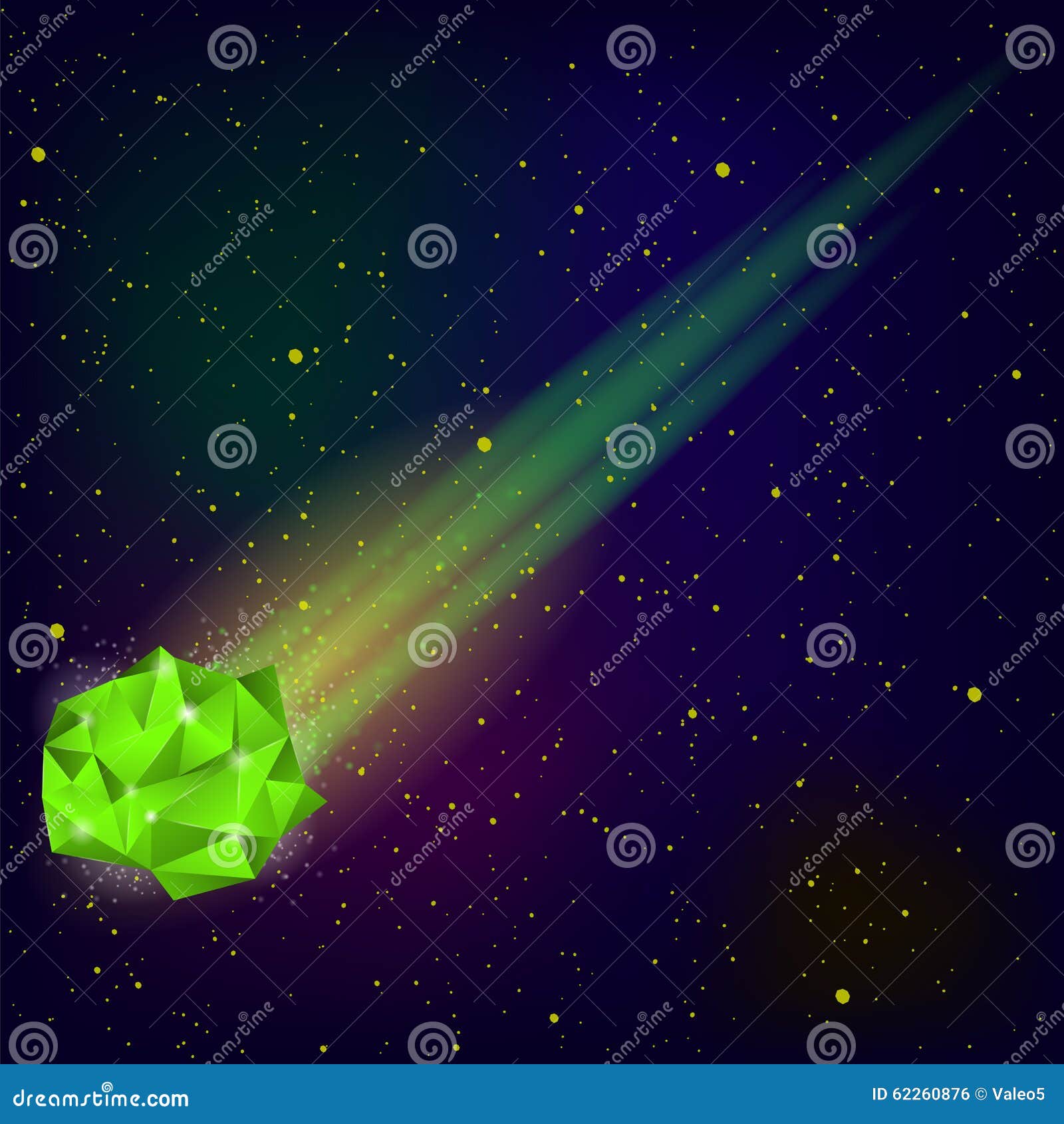 Green Falling Meteor stock vector. Illustration of meteorite - 62260876