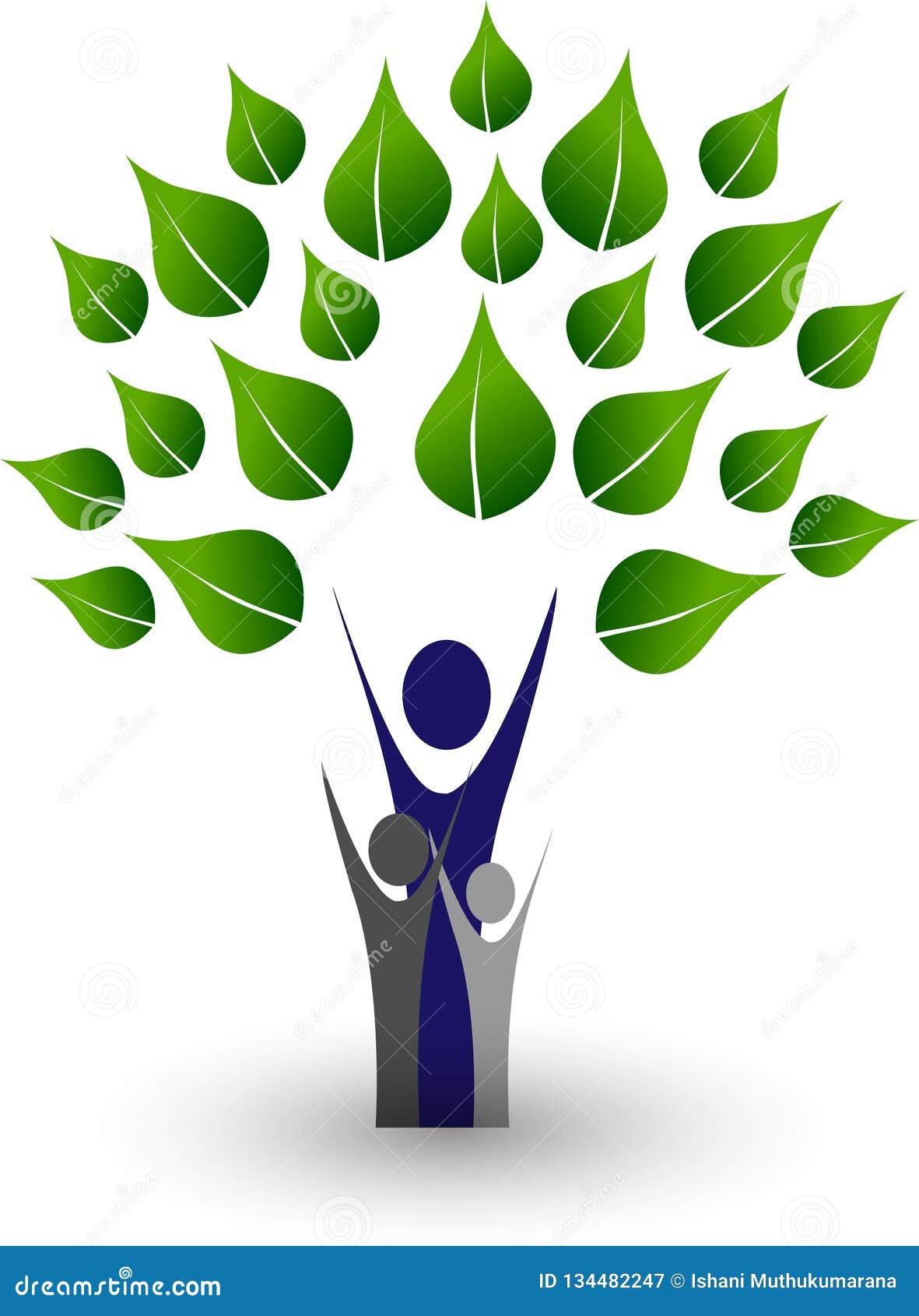 Green Family Tree with Love Logo Stock Vector - Illustration of icon ...