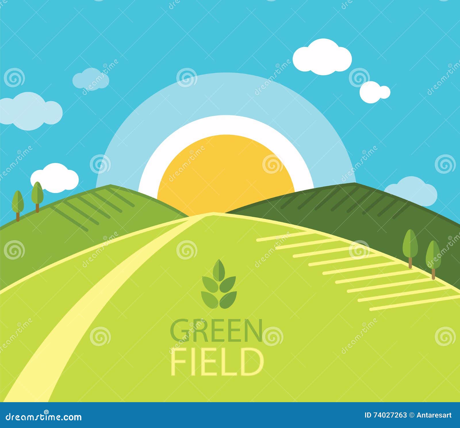 Green Farm Field stock vector. Illustration of garden - 74027263
