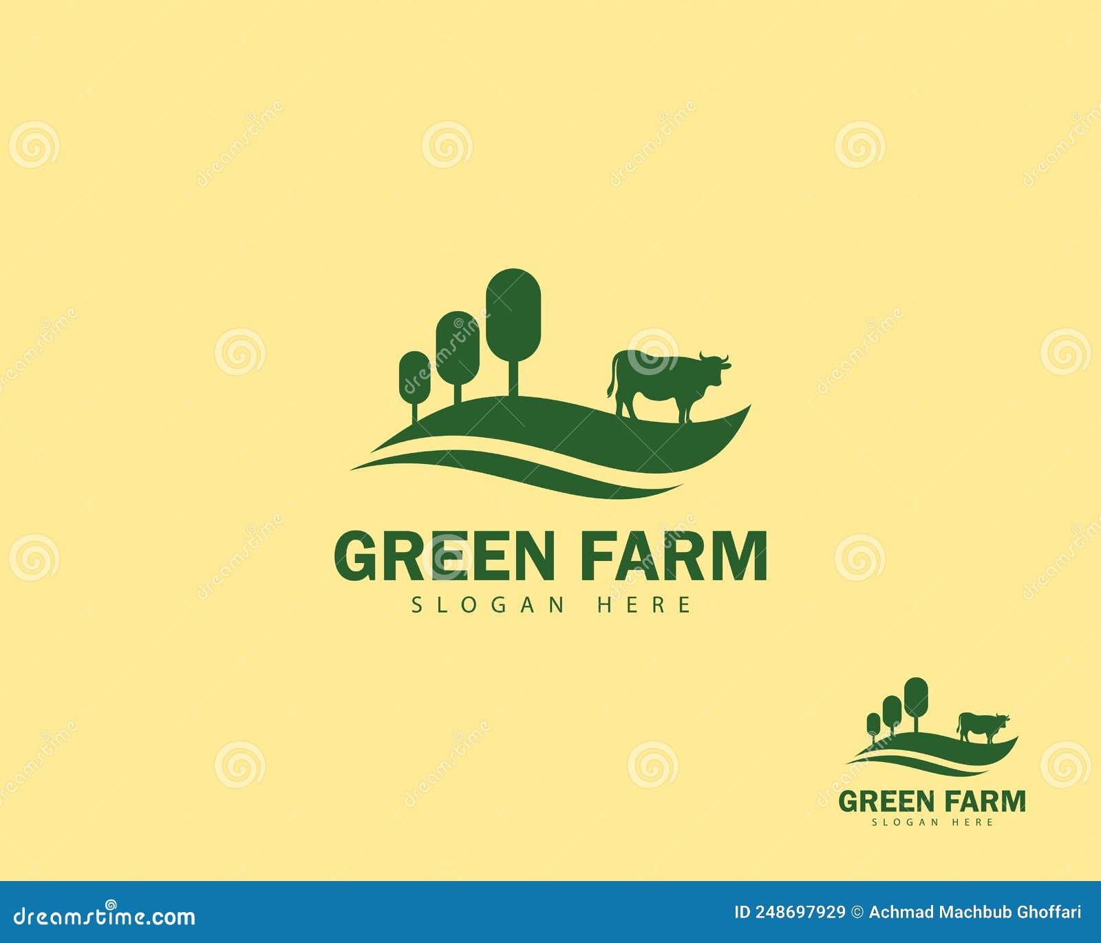 Green Farm Logo Creative Agriculture Landscape Vector Design Stock ...