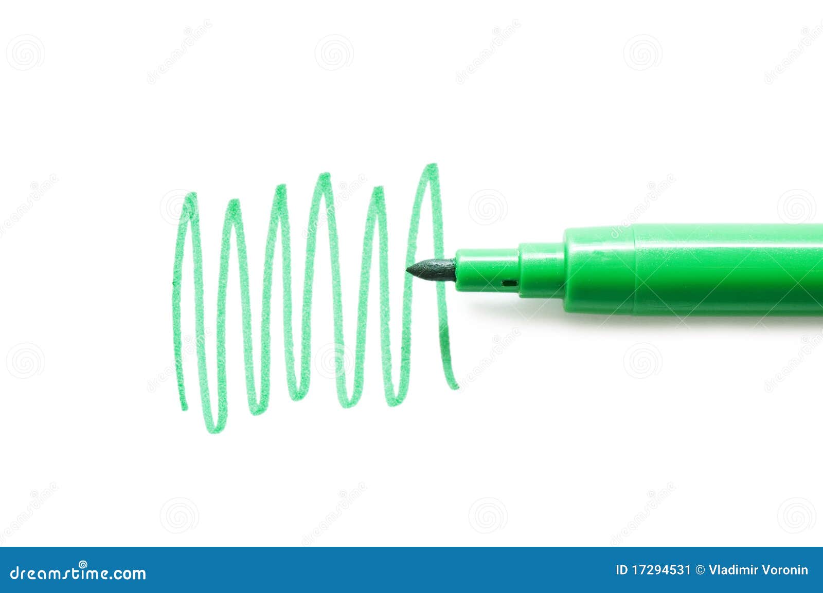 Green Felt-tip Pen Isolated on White Background Stock Image - Image of ...
