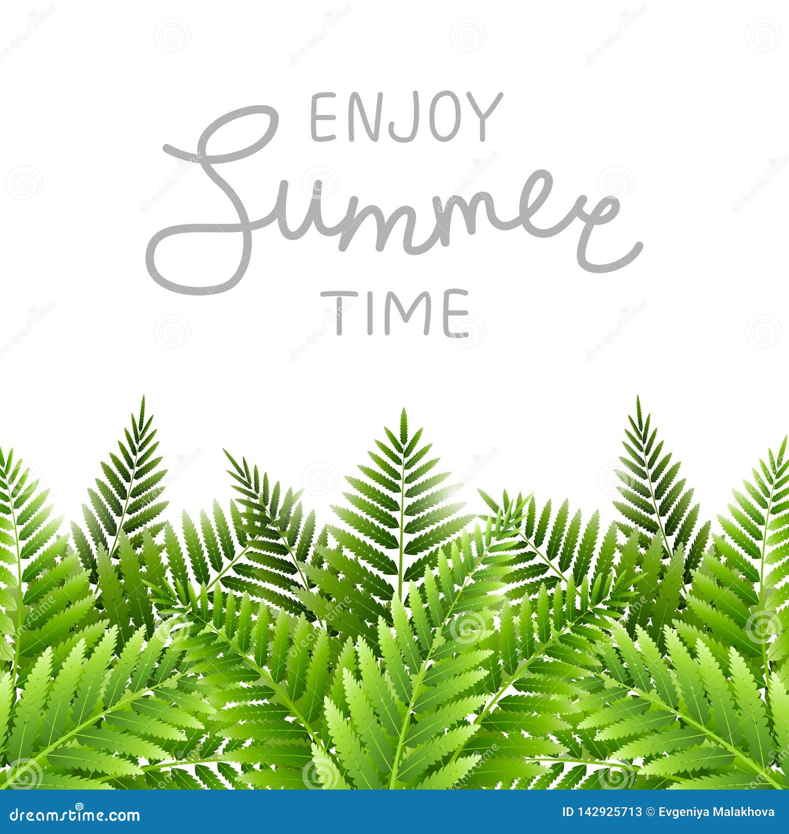 Green fern leaves border stock vector. Illustration of leaf - 142925713