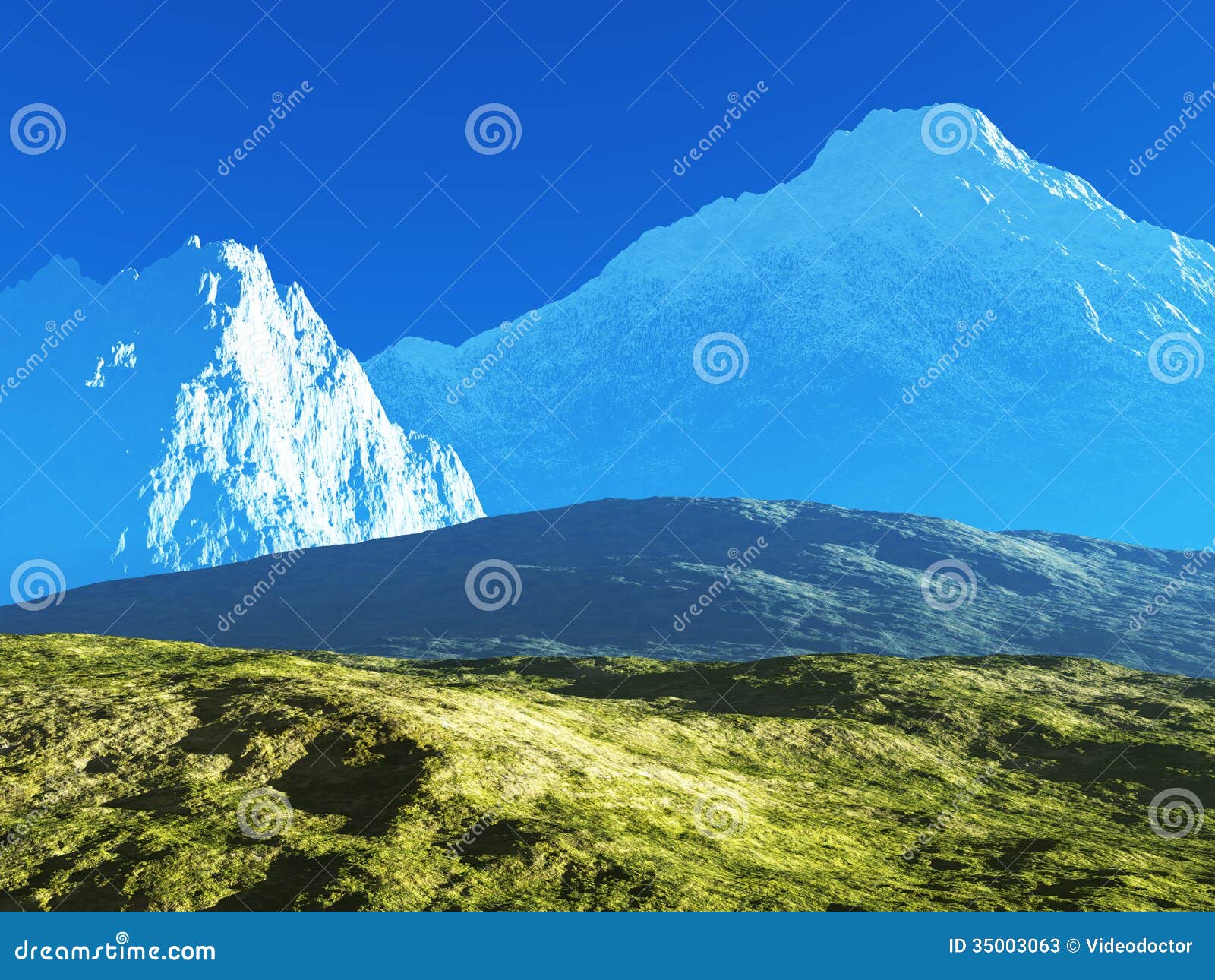 Green Field and High Mountains Stock Image - Image of country, hiking ...