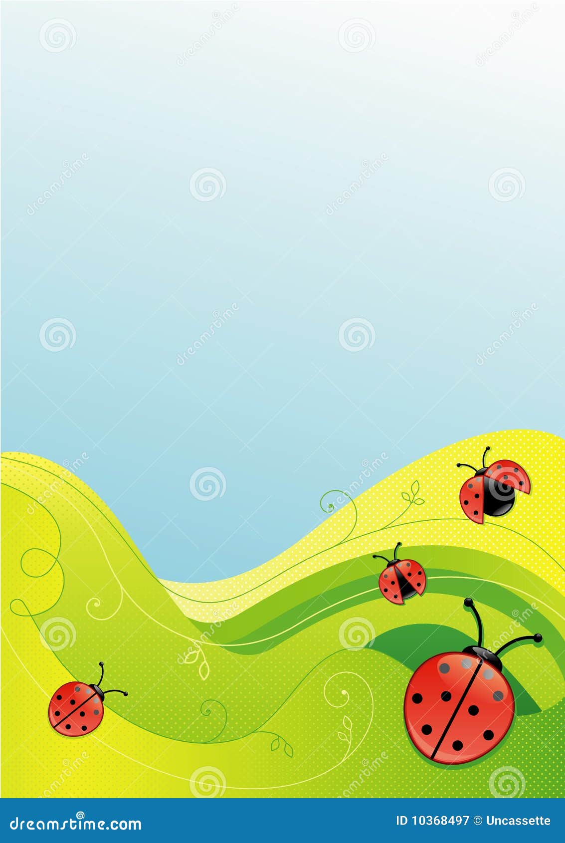 Green Field Ladybug Background Stock Vector - Illustration of ...
