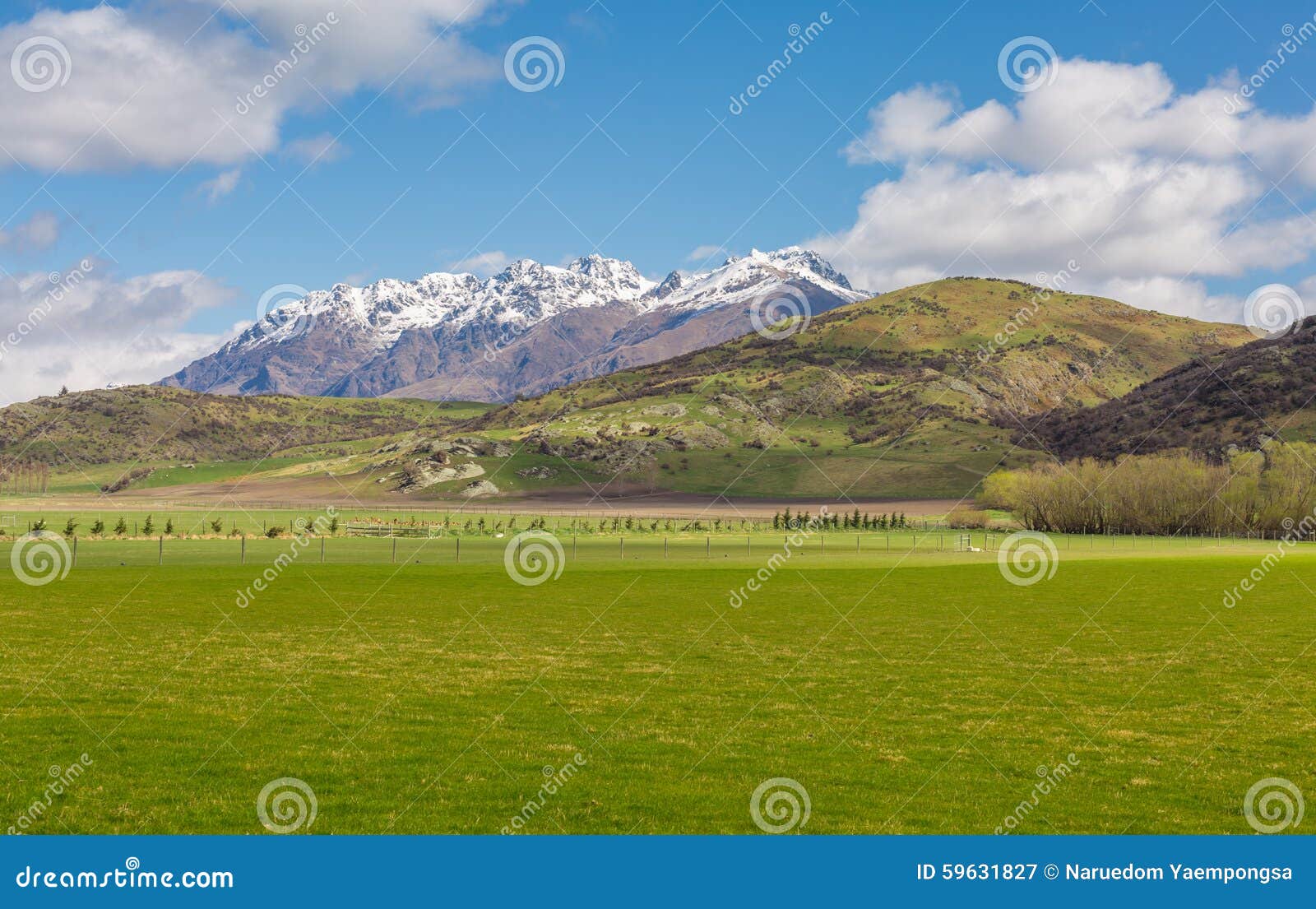 Green Field and Mountain Landscape Stock Image - Image of fresh ...