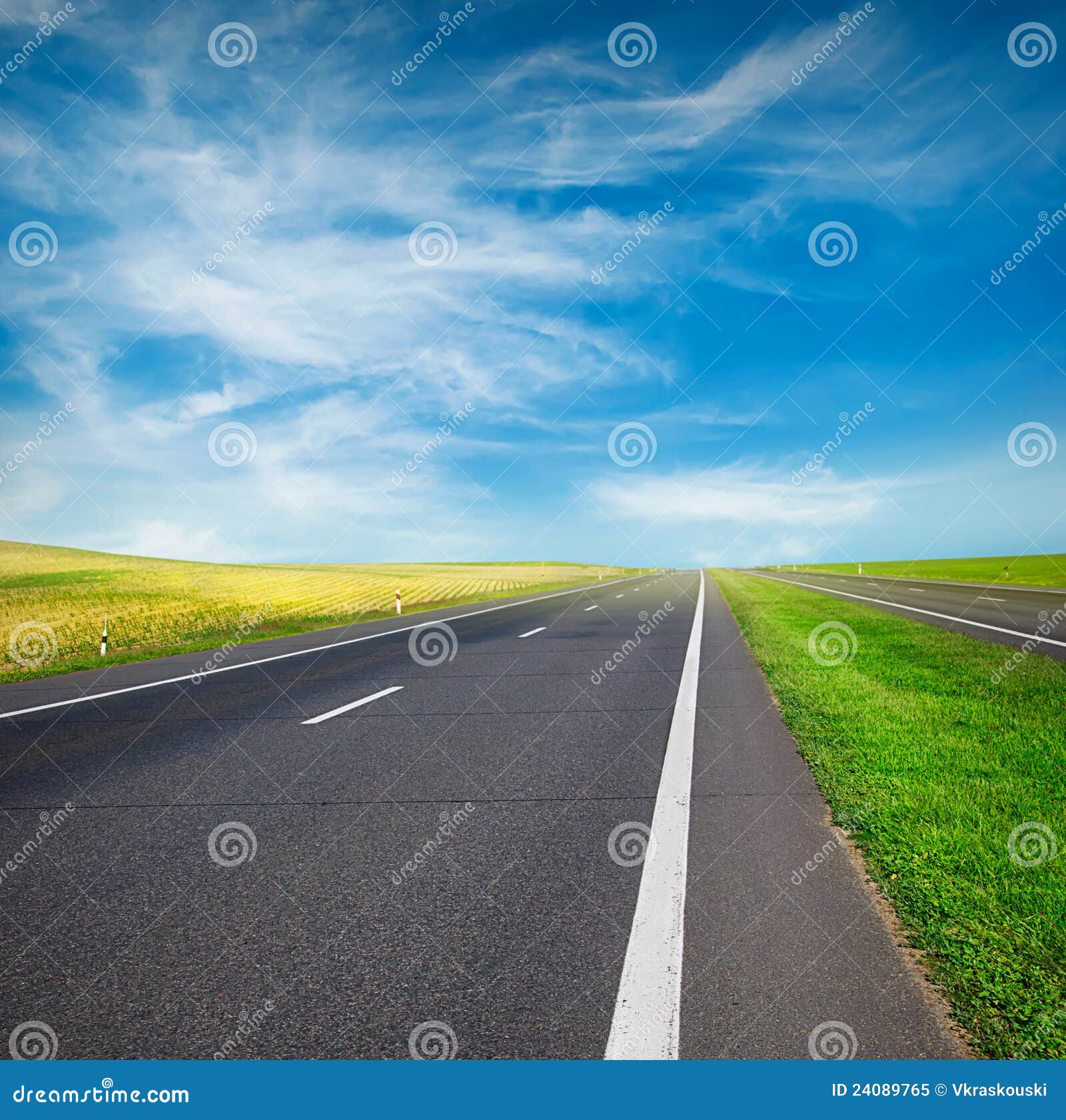 Green field and road stock image. Image of meadow, outdoor - 24089765