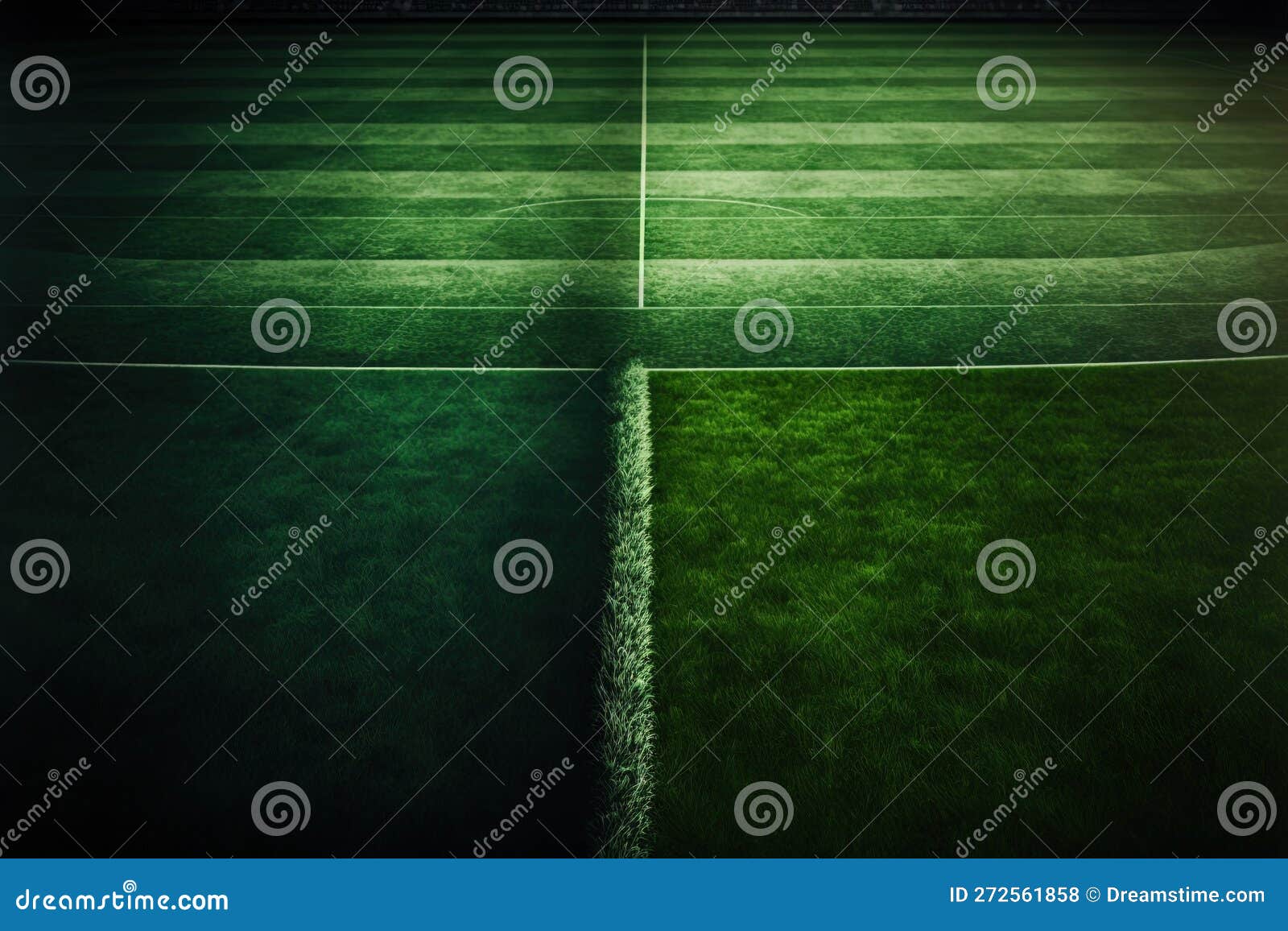 Green Field in Soccer Stadium. Ready for Game in the Midfield Stock ...