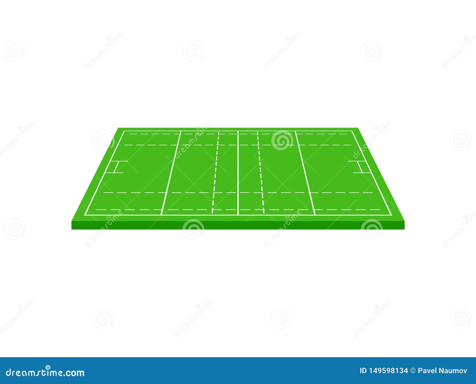 Green Rugby Field. View from Above. Vector Illustration on White ...