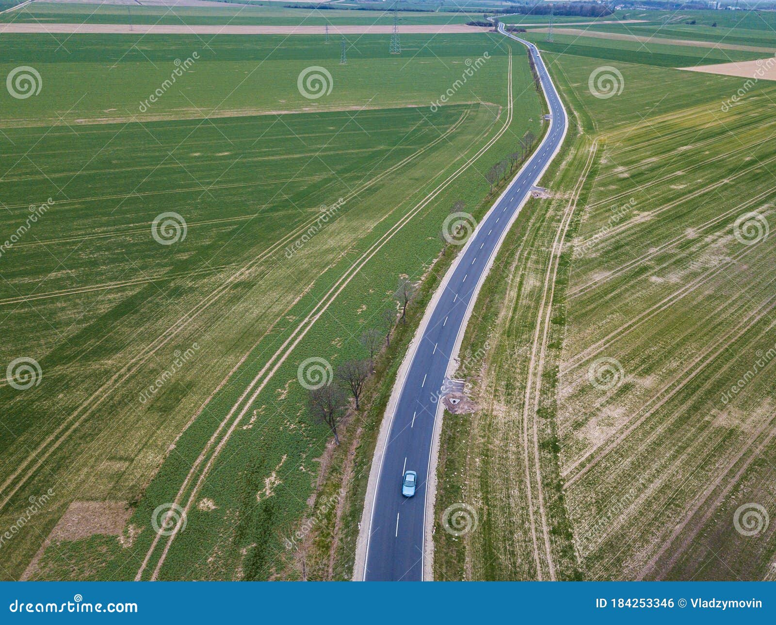 Green Fields Crossed by the Highway Stock Photo - Image of traces ...