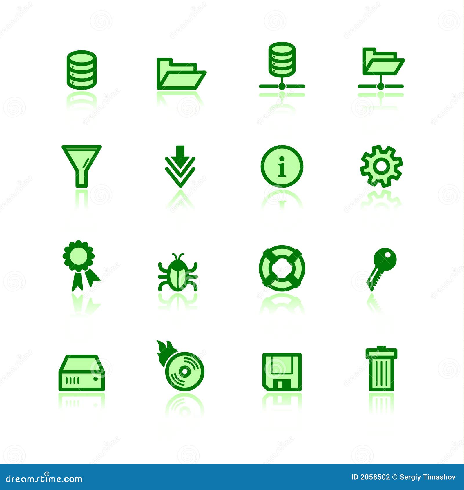 Green file server icons stock vector. Illustration of download - 2058502