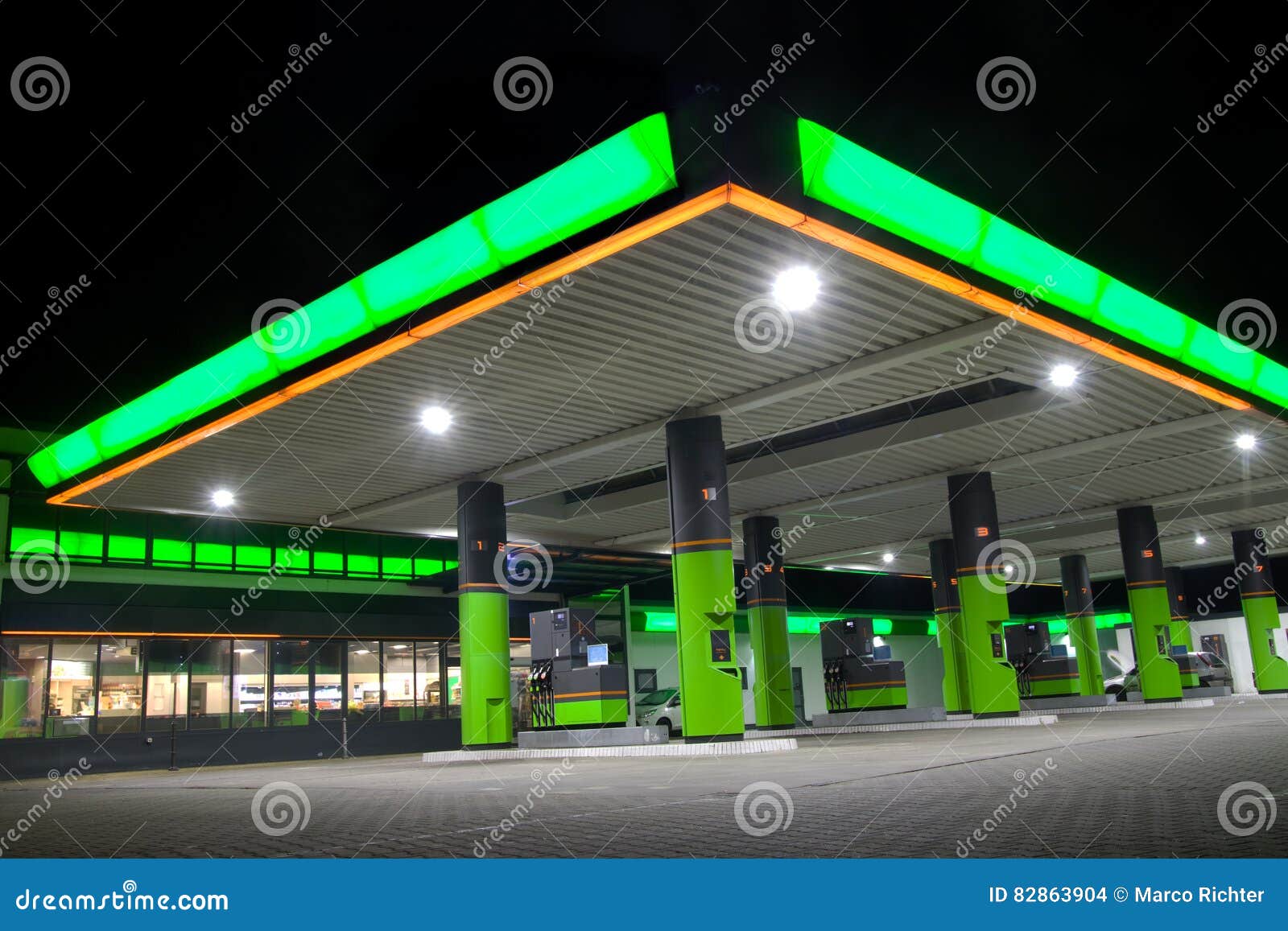 Green filling station stock photo. Image of power, cost - 82863904