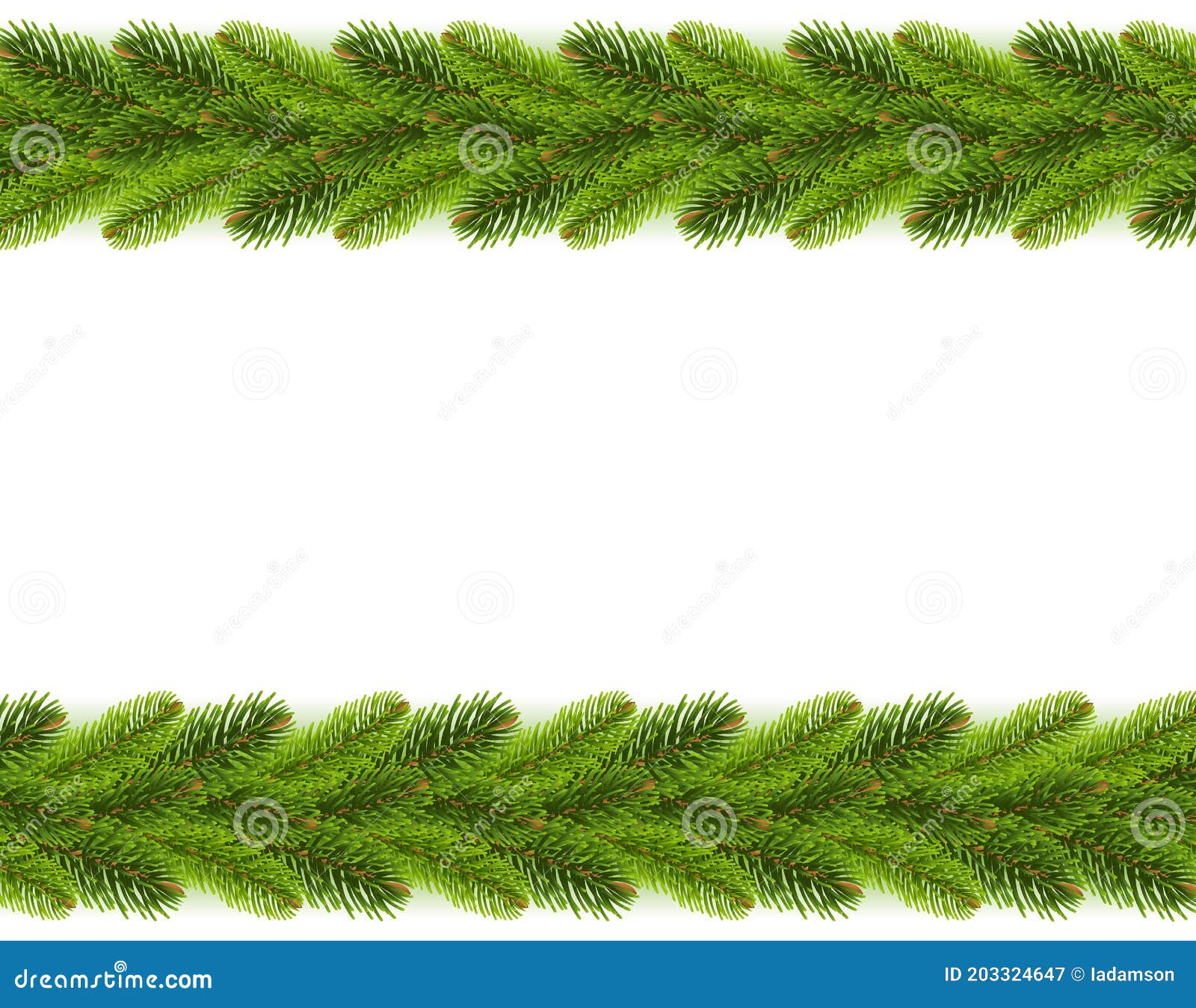 Green Fir Tree Branches Borders Stock Vector - Illustration of winter ...
