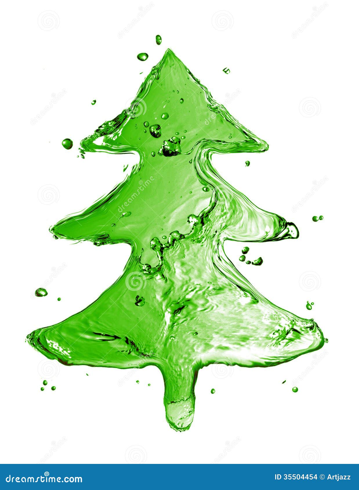 Green Fir Tree from Water Splash Stock Photo - Image of hygiene, liquid ...