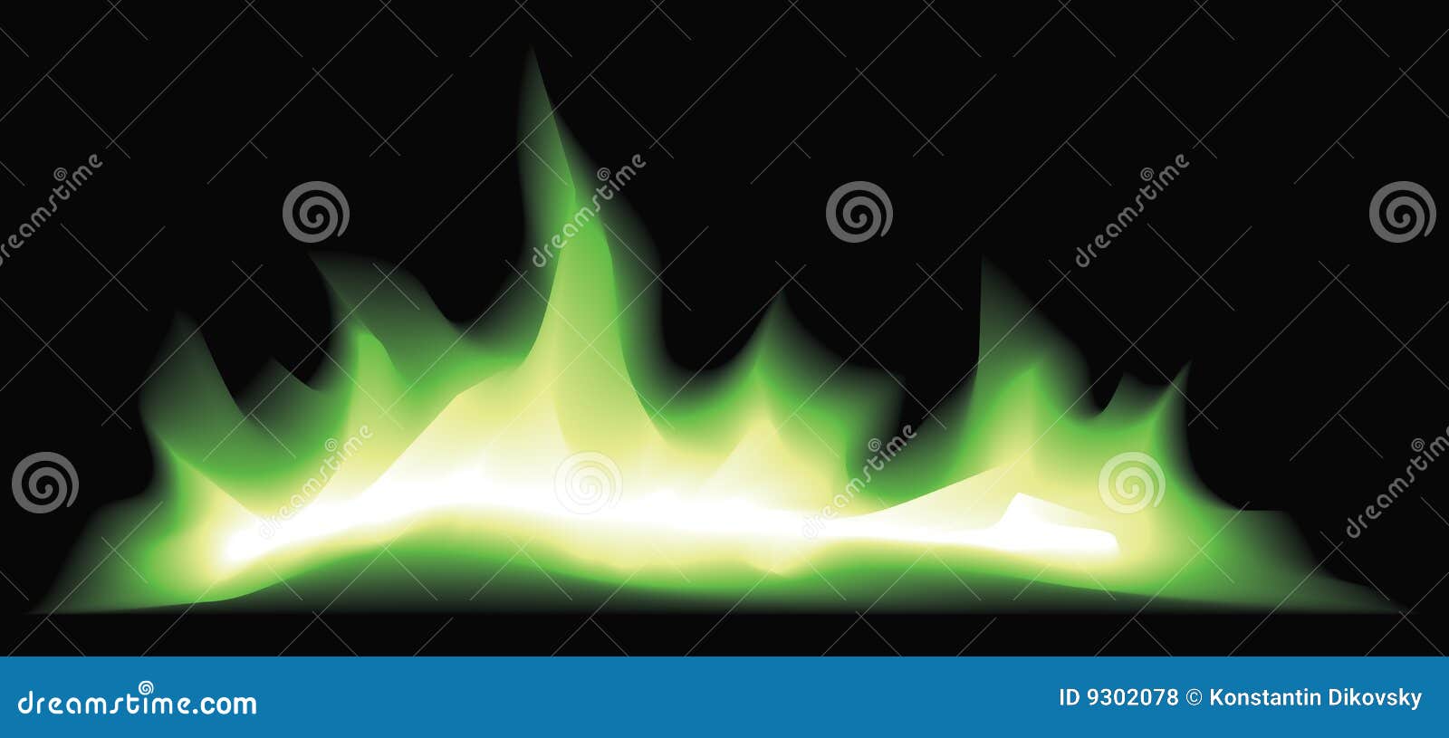 Green fire stock vector. Illustration of decoration, burning - 9302078