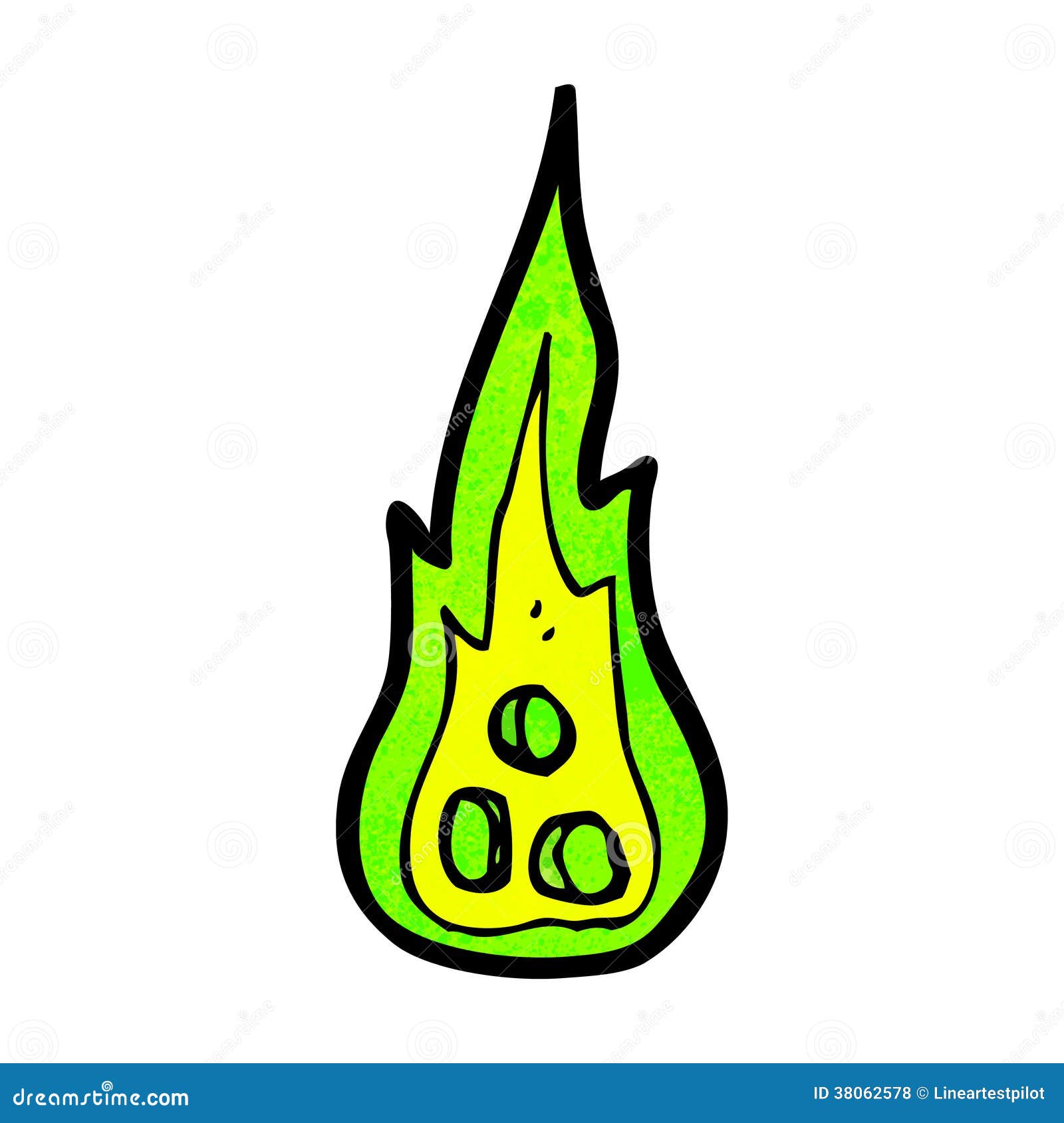 Green fire cartoon stock vector. Illustration of spooky - 38062578
