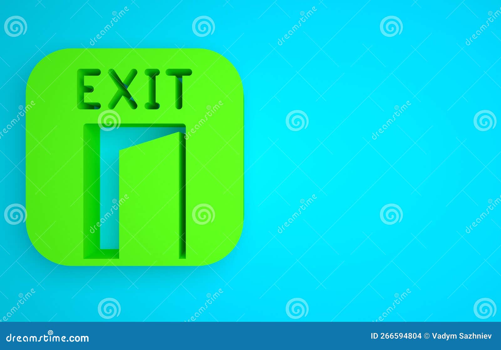 Green Fire Exit Icon Isolated on Blue Background. Fire Emergency Icon ...
