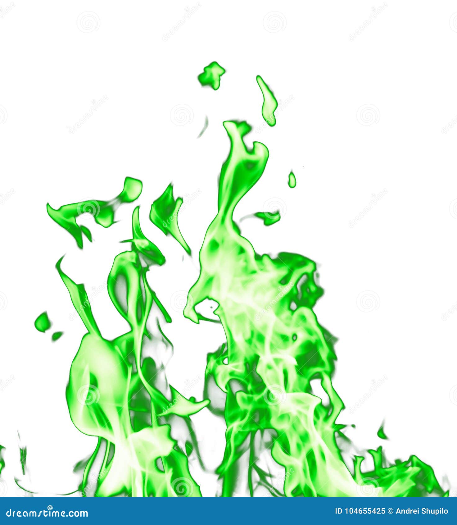 Green Fire Flames on a White Background Stock Image - Image of energy ...