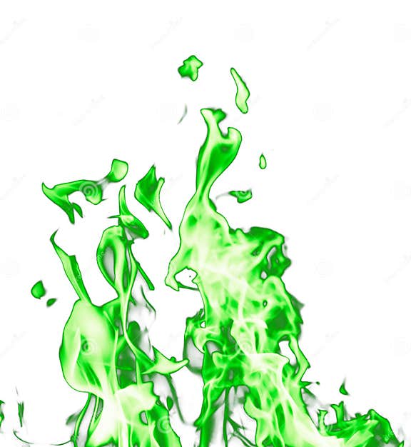 Green Fire Flames on a White Background Stock Image - Image of energy ...