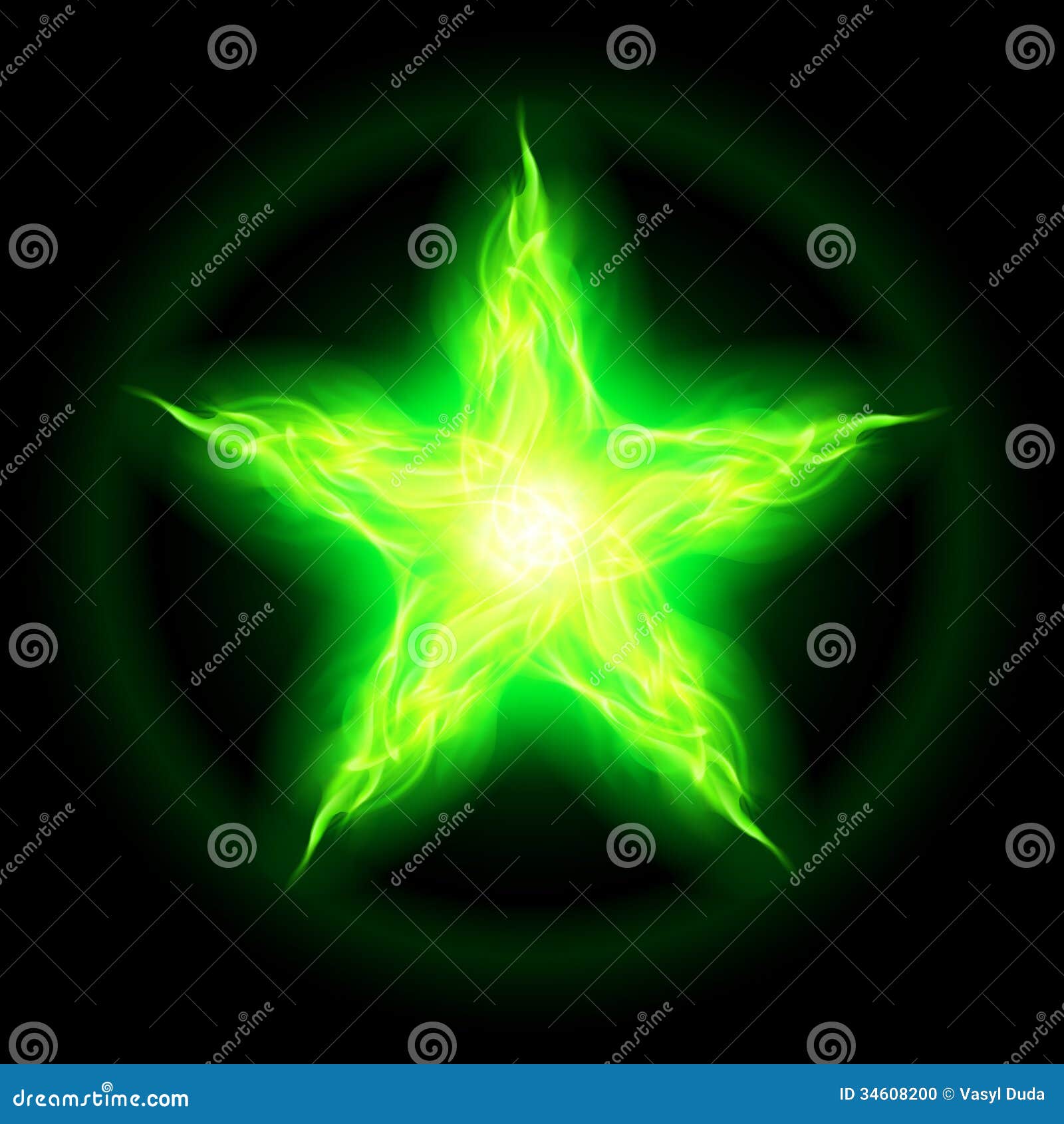 Green fire star. stock vector. Illustration of decorative - 34608200