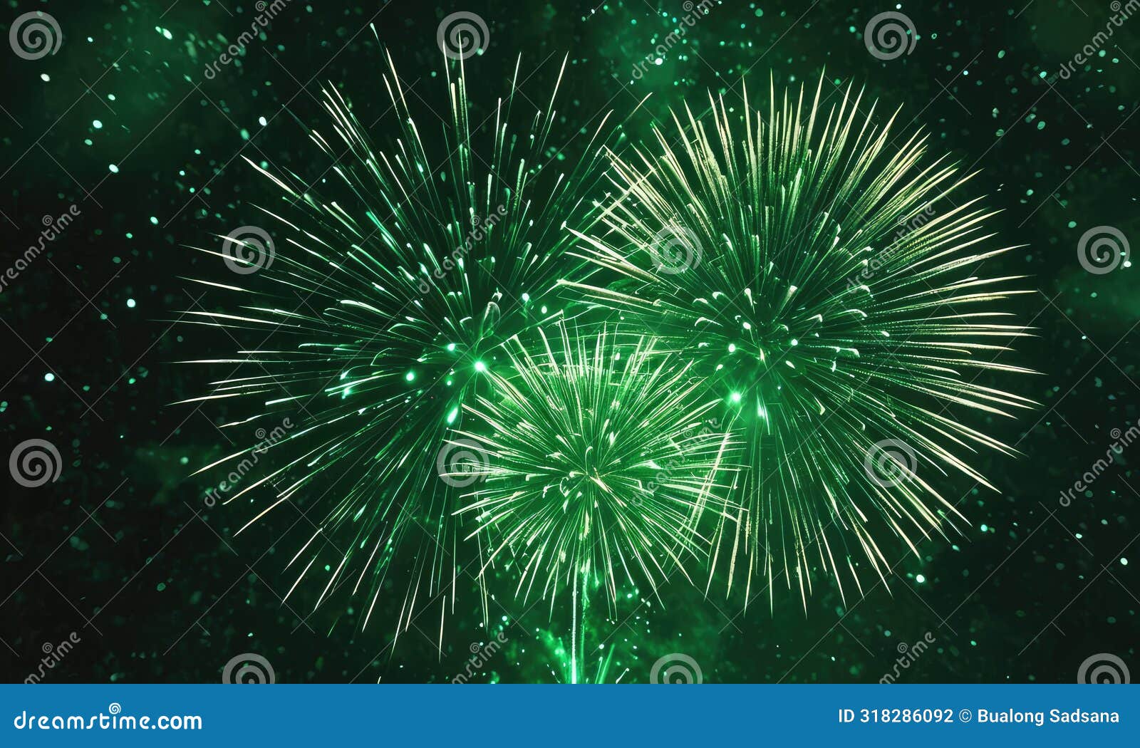 A Green Firework Display is Shown in the Image, with the Fireworks Lit ...
