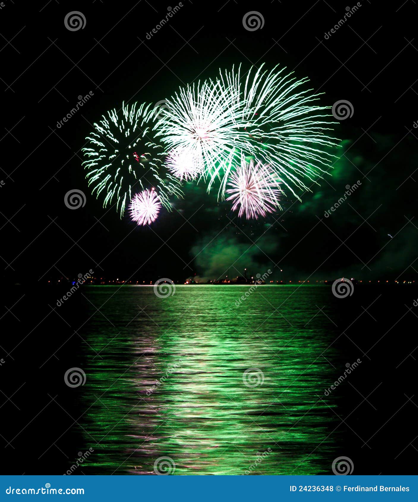 Green Fireworks stock photo. Image of display, holiday - 24236348