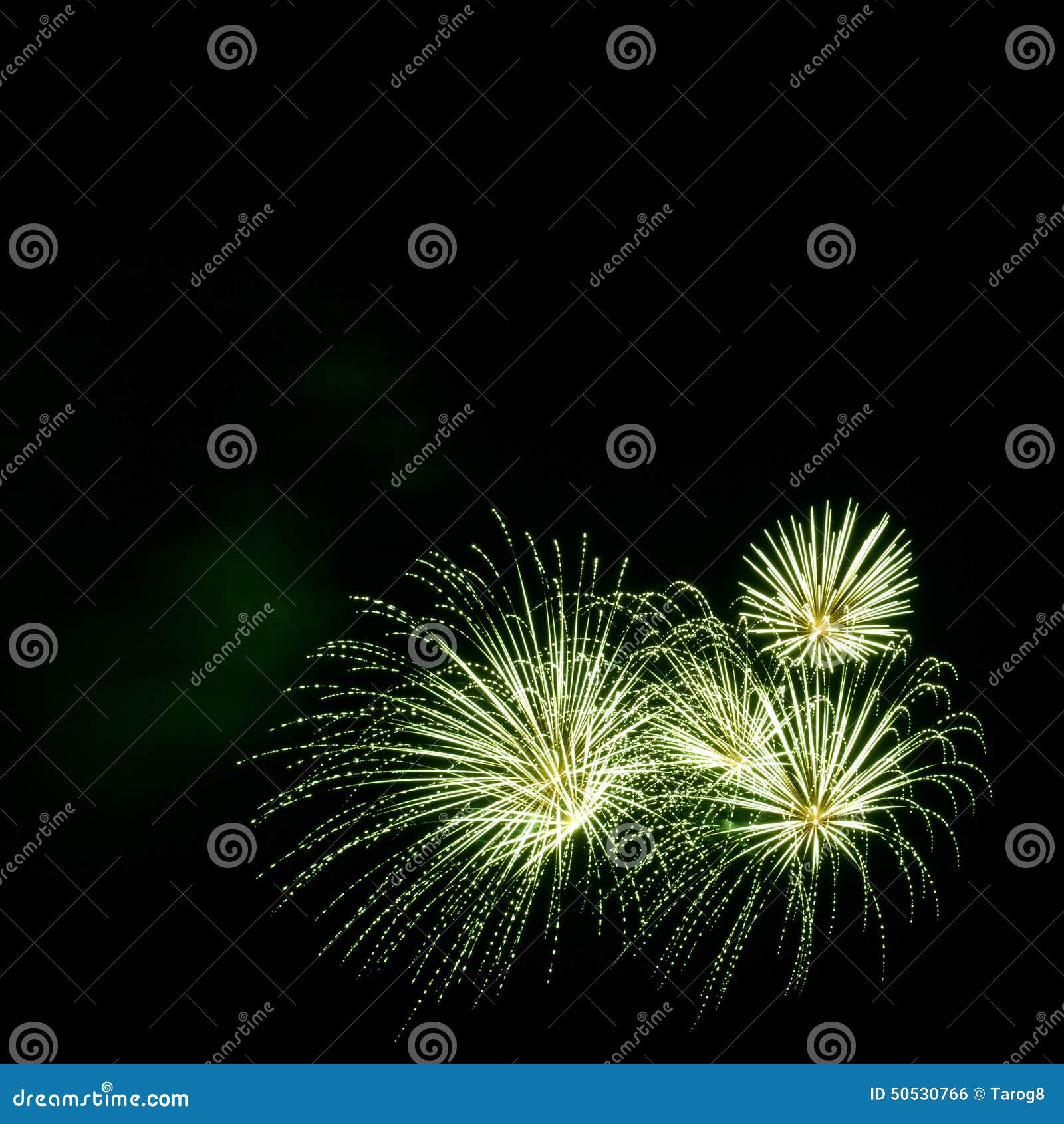 Green Fireworks Border on the Black Sky Background with Copyspace Stock ...
